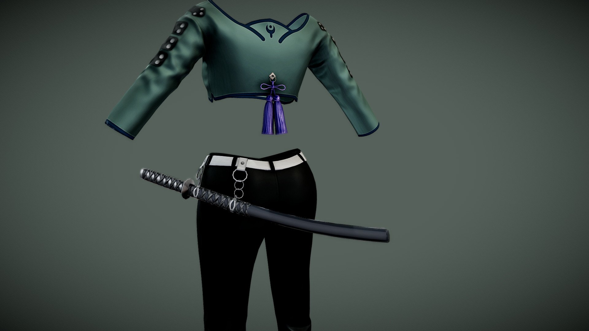 Female Modern Samurai Wear And Sword - Buy Royalty Free 3D model by ...