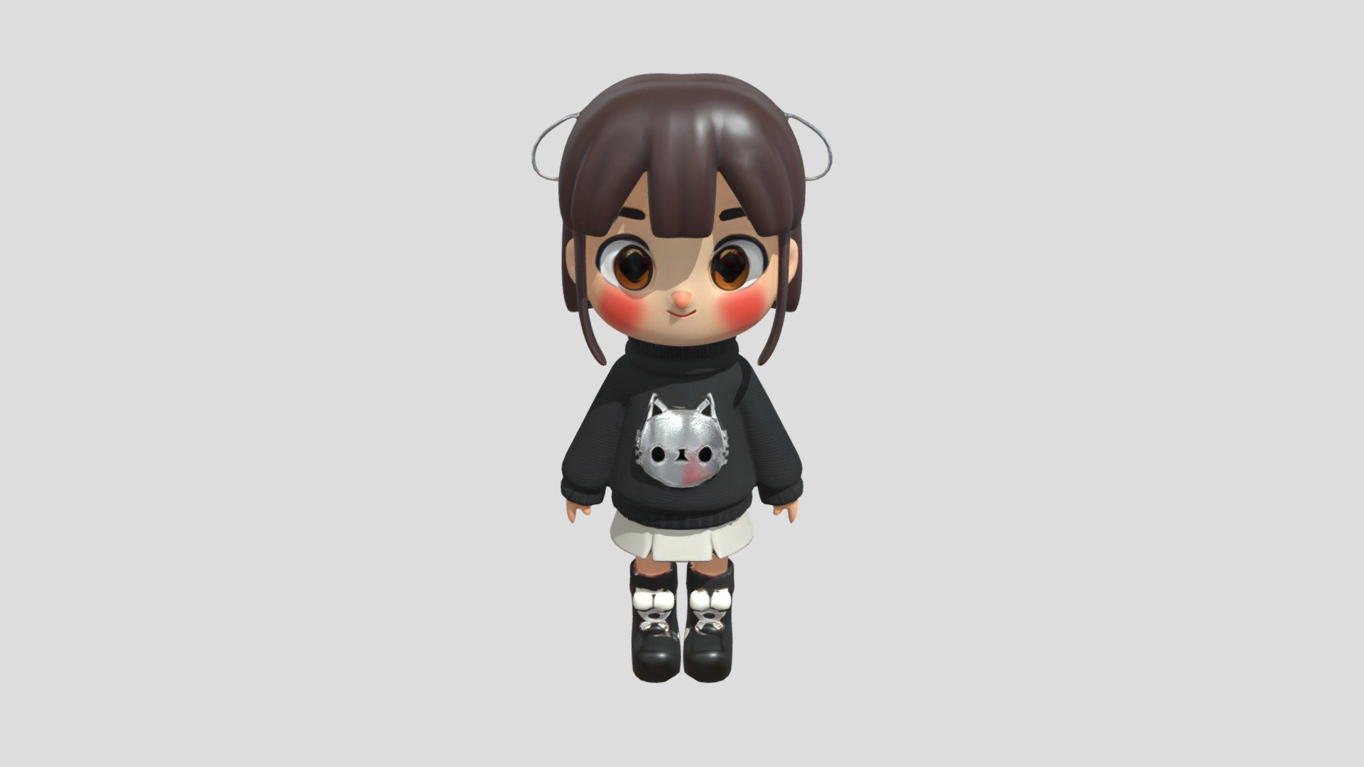 cute doll with cat sweater - 3D model by Greedy_K [a05a973] - Sketchfab