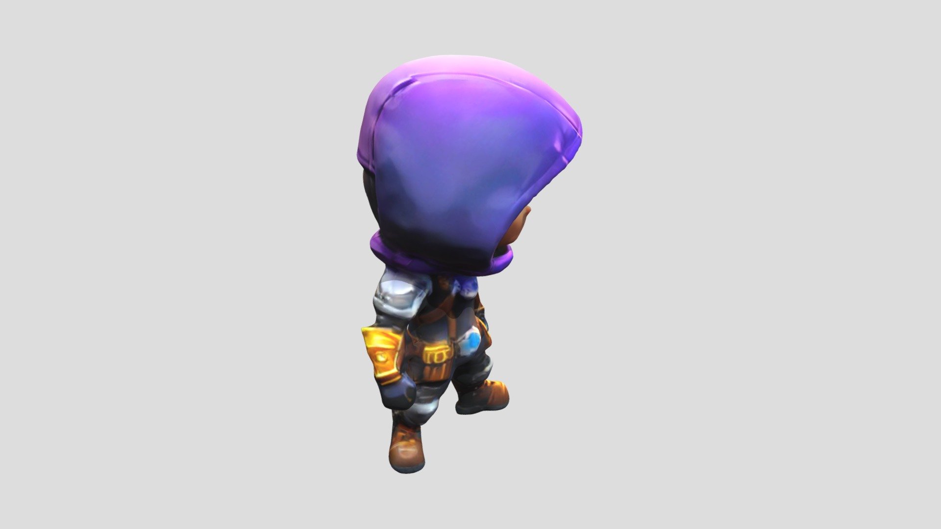 Chibi-style character with a vibrant purple hood - Download Free 3D ...