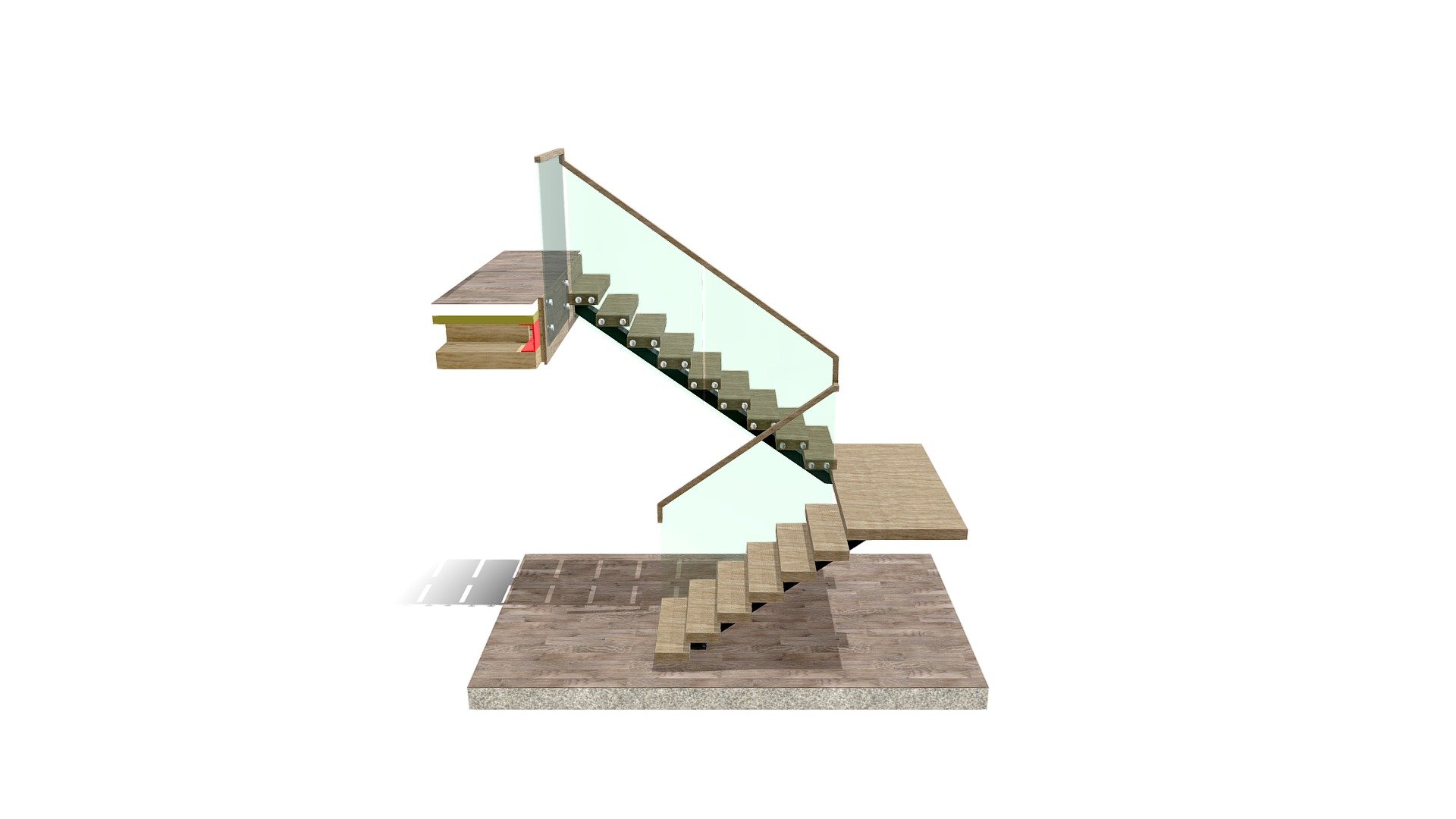 Plot1 & 2 u shape staircase - 3D model by Sam0486 [a08196d] - Sketchfab