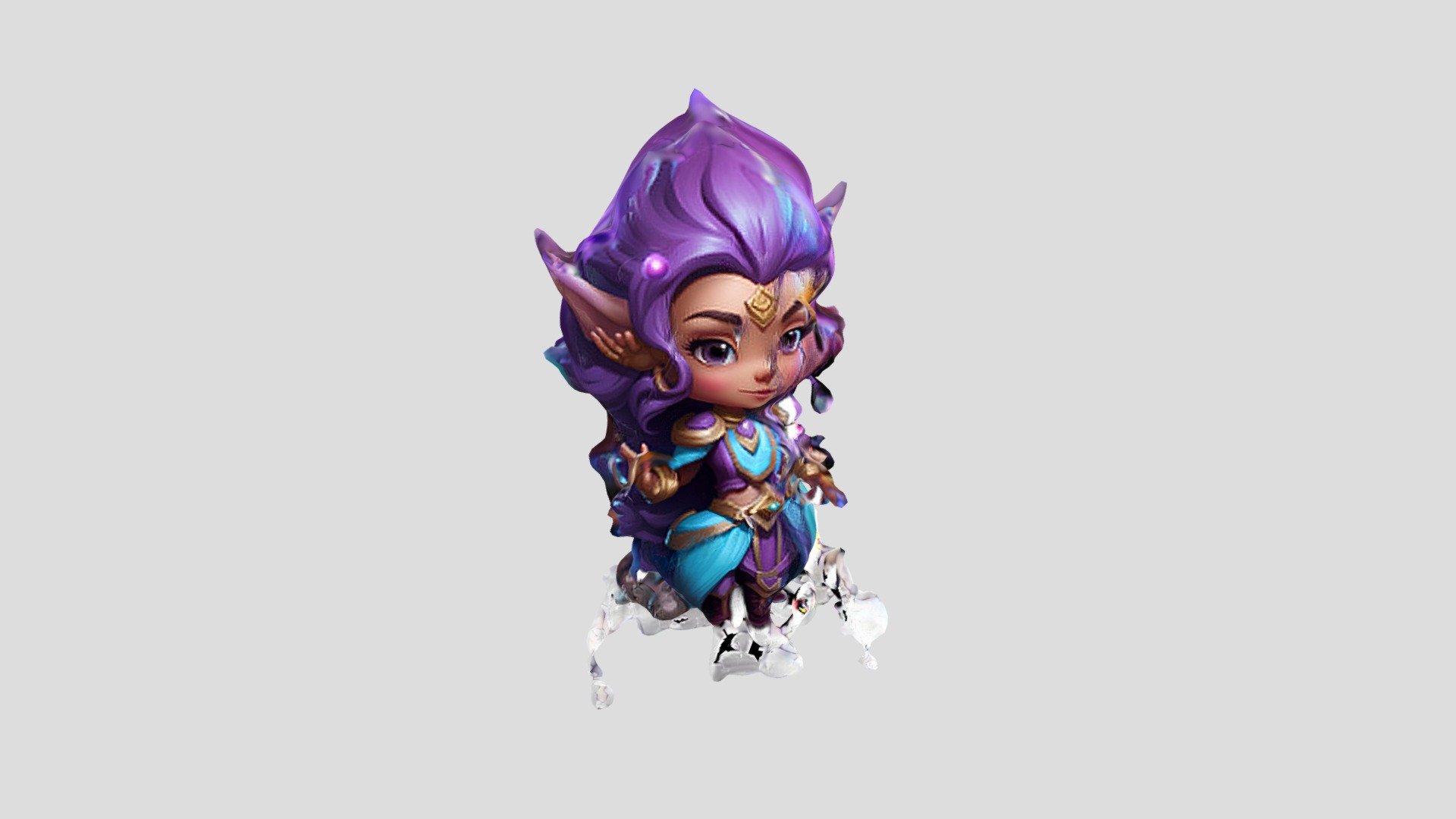 Chibi Purple Elf on Clouds A purple elf with - Download Free 3D model ...