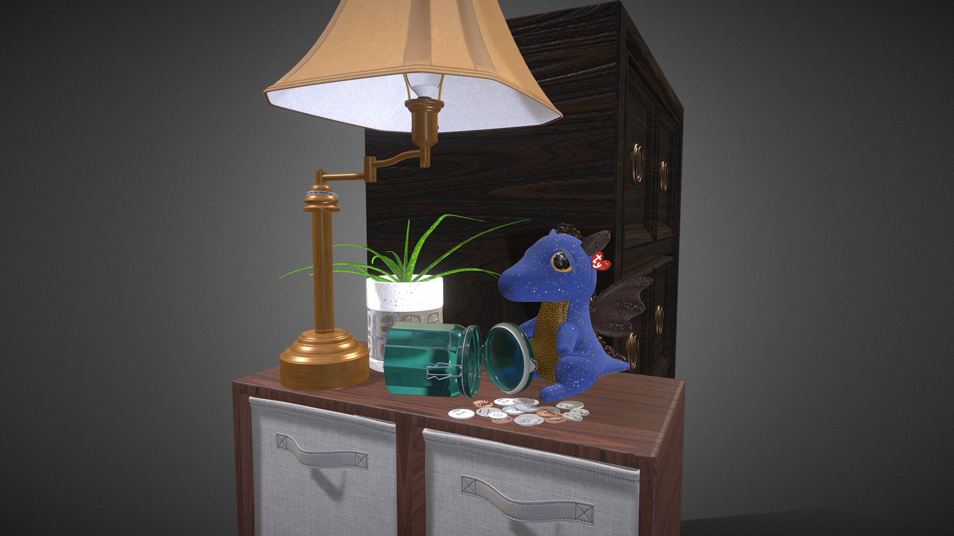 Toy and Coins Still Life from my Bedroom - 3D model by Penwythe ...