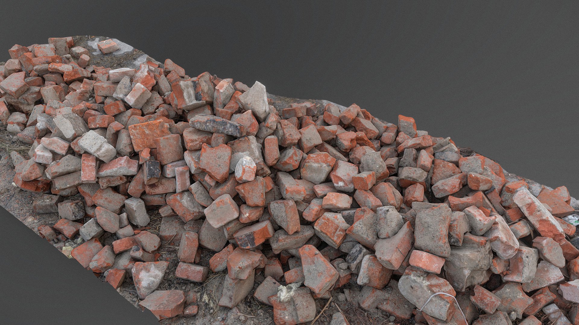 Long pile of old construction bricks - Buy Royalty Free 3D model by ...
