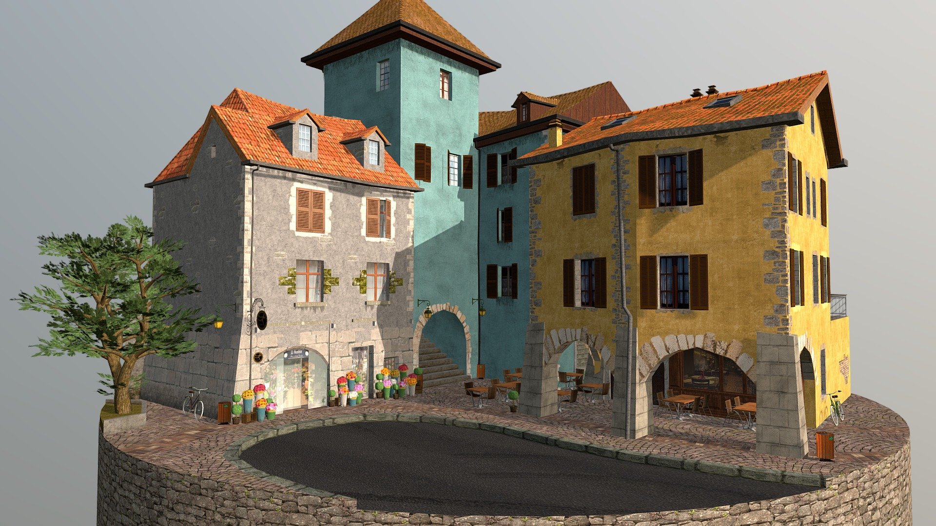 City scene - Annecy - 3D model by Nikita De Ruysscher (@Nikita_De ...