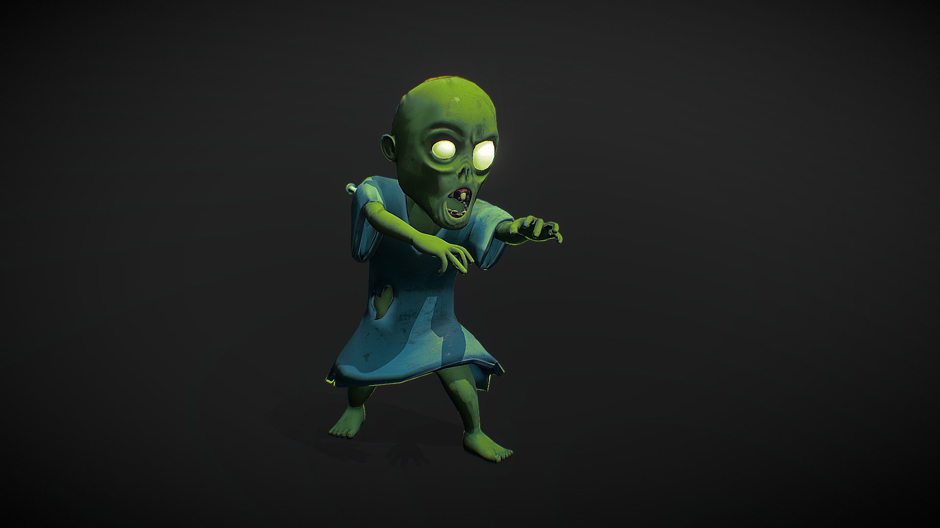 Green Zombie - Low Poly Game Ready Character - 3D model by Niko_Twice ...