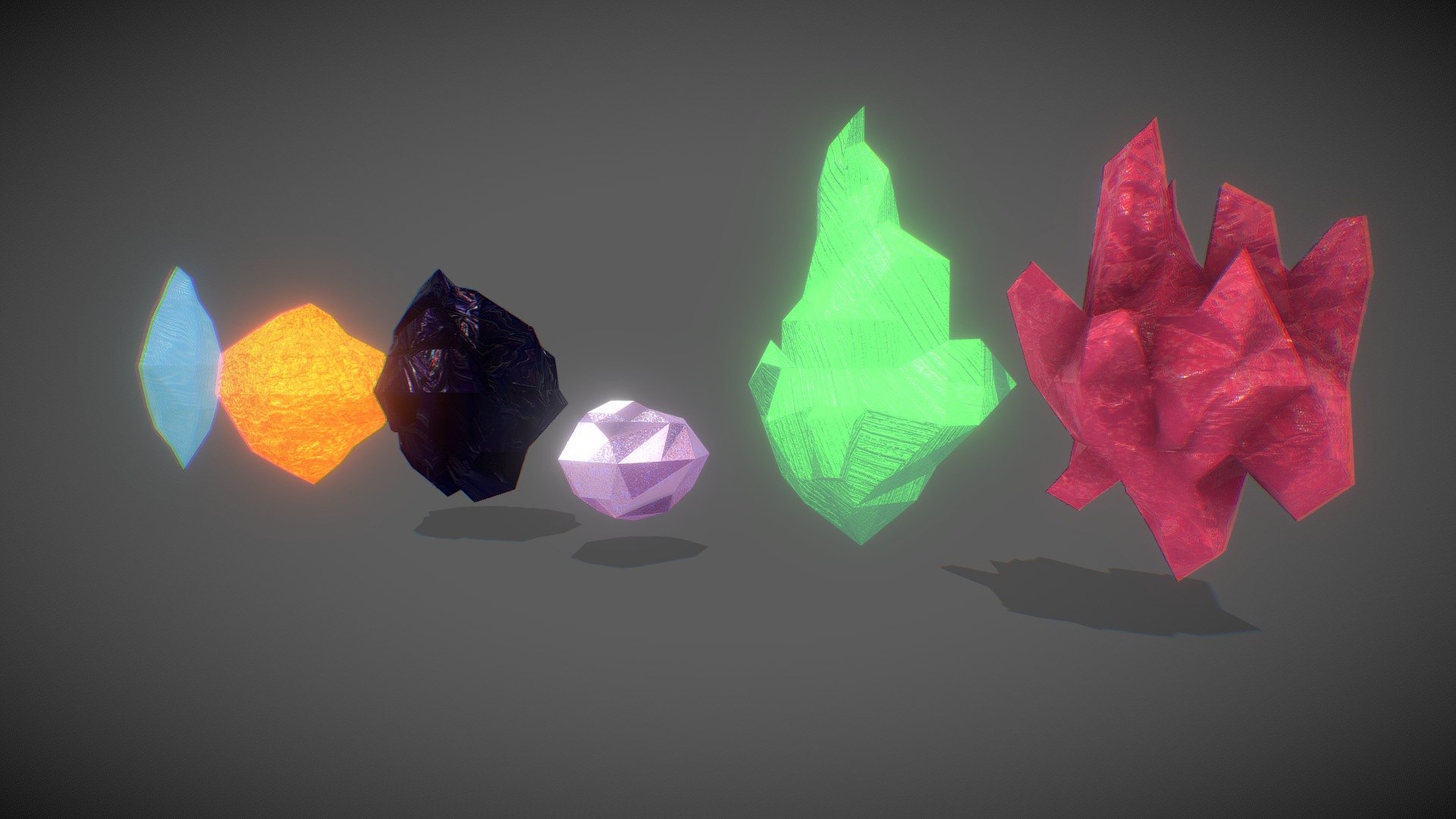 Multi Fantasy Stylized Element Crystal Stones - Download Free 3D model ...