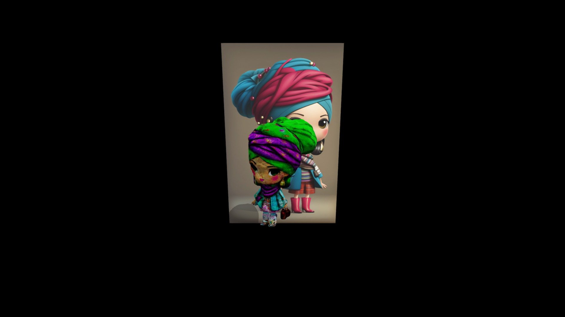 cartoon girl with a turban and a purse, behance - Download Free 3D ...