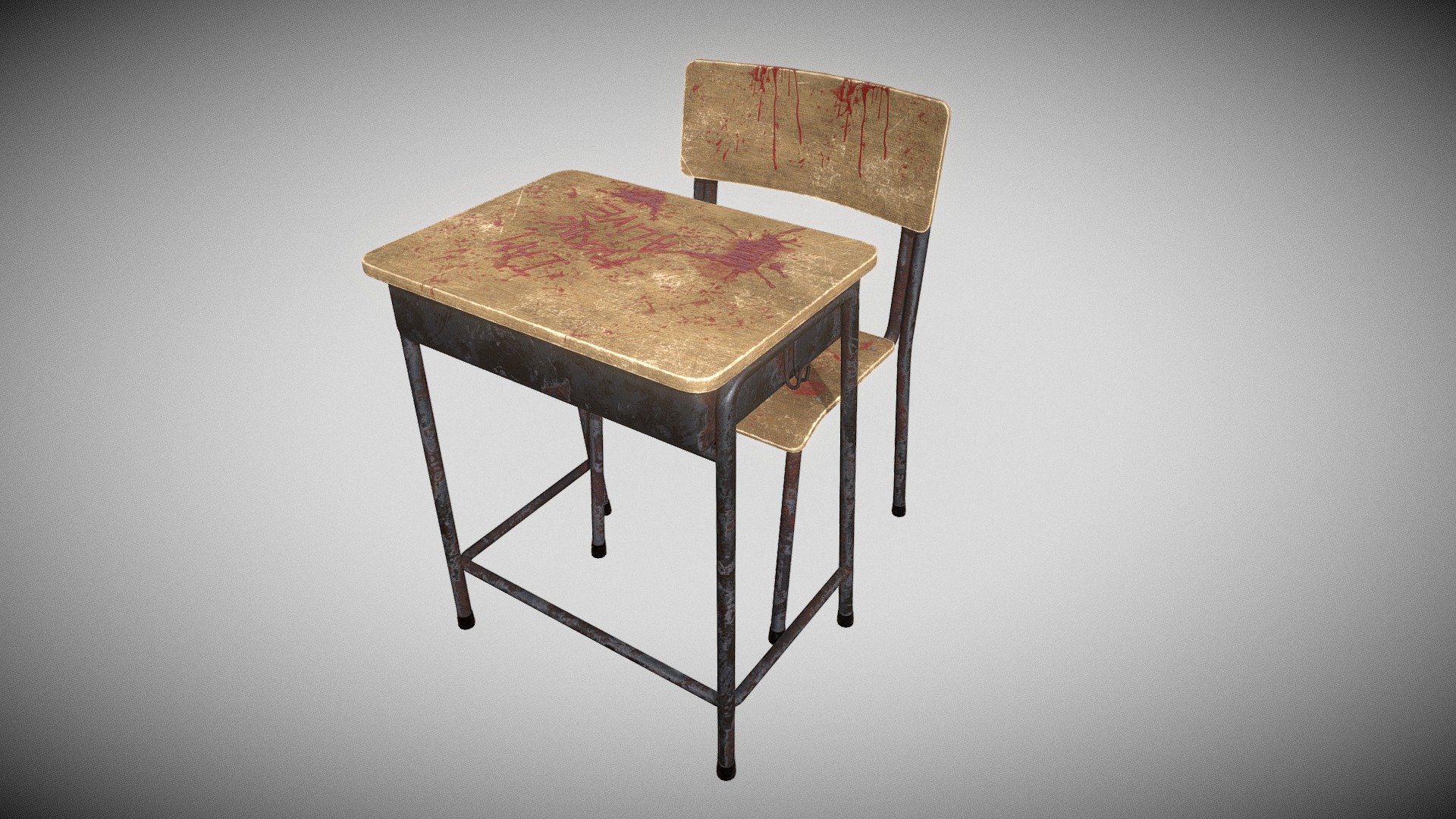 School Table and Chair (Horror Version) - Buy Royalty Free 3D model by ...
