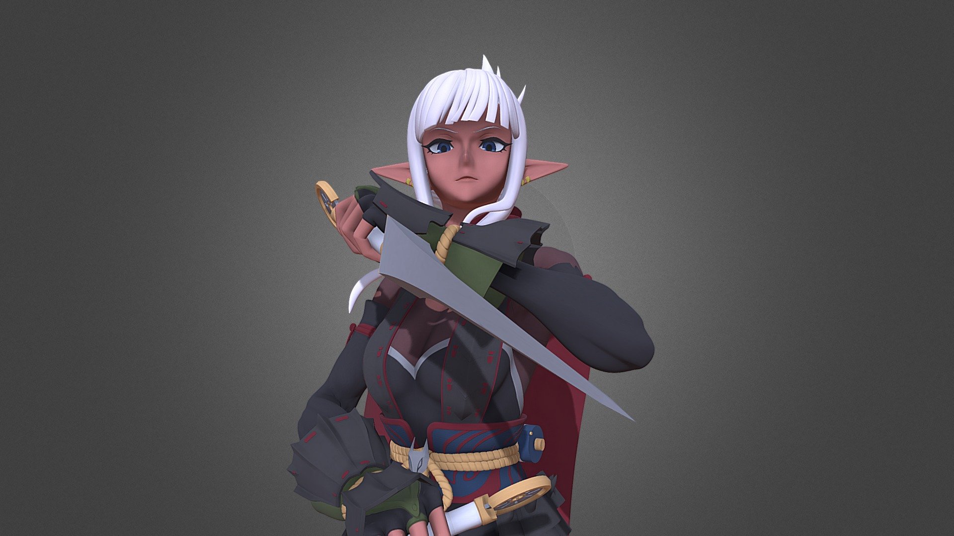 Kunoichi Rooftop Figure - DNF Duel - 3D model by Marc Stefan (@marcstefan) [a0d1379] - Sketchfab