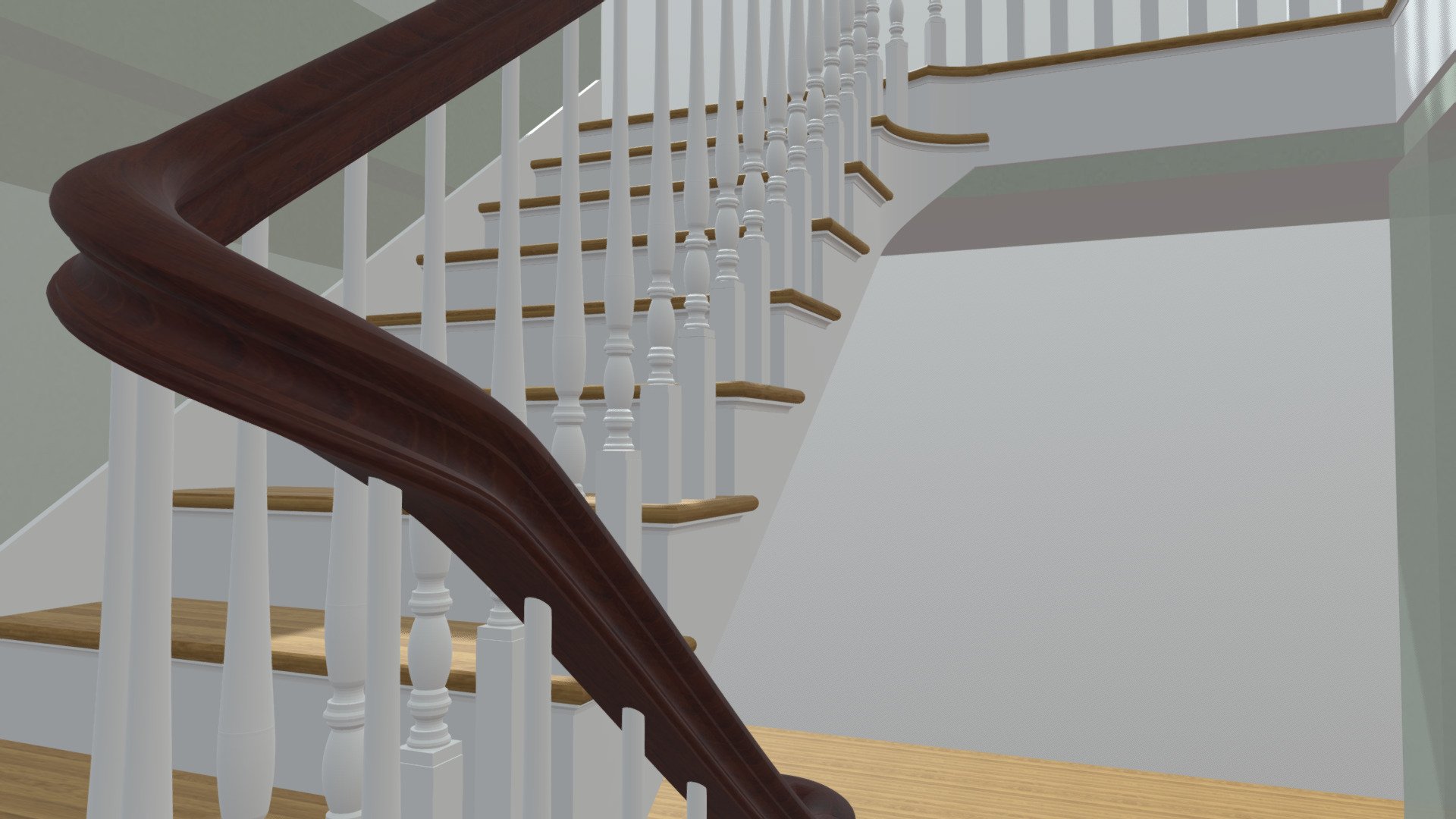 Platform With Continuous Handrail - 3D model by 3D Software for Stair ...