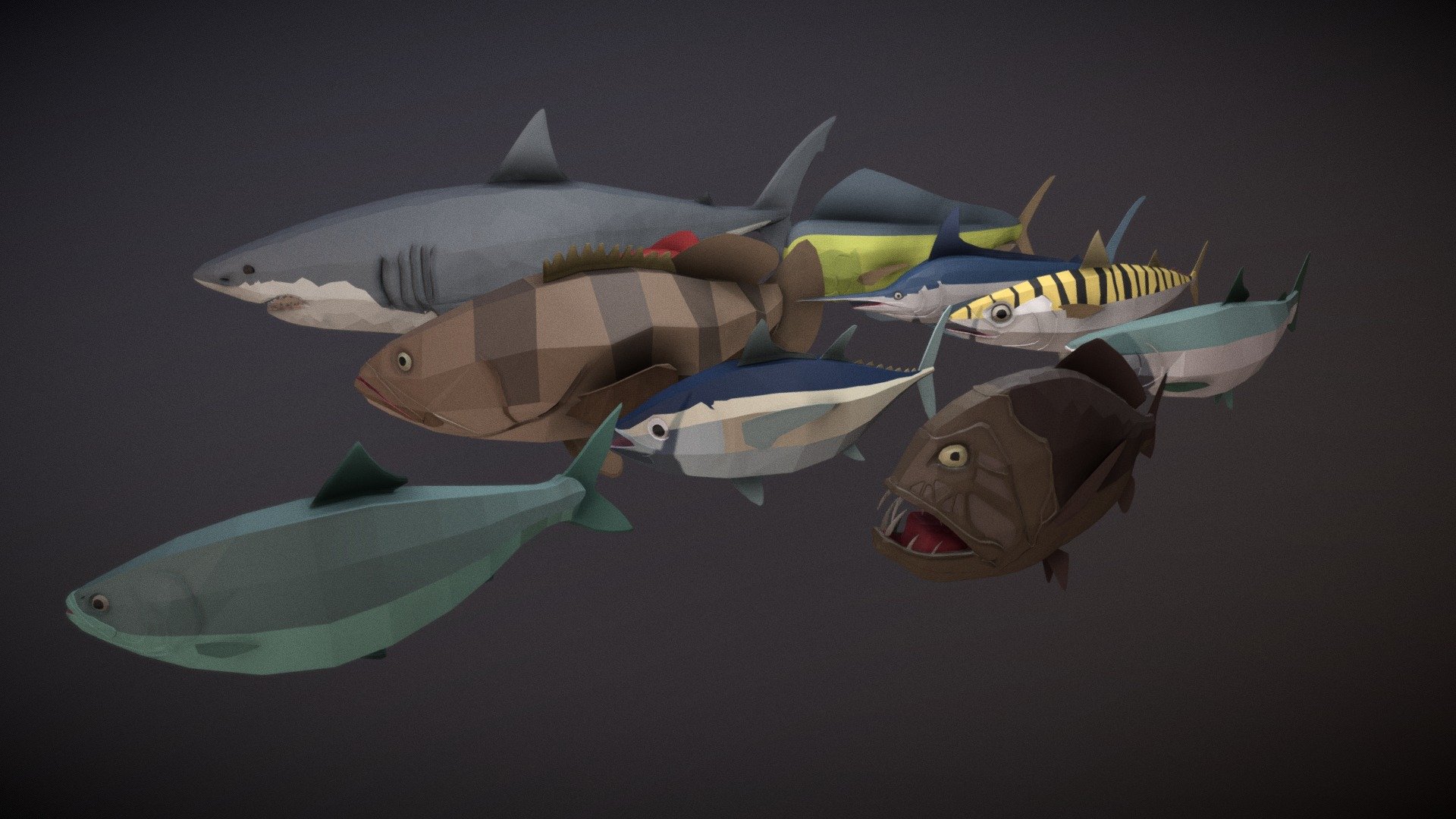 low poly animation fish pack - 3D model by poombanana25 [a0e5353 ...