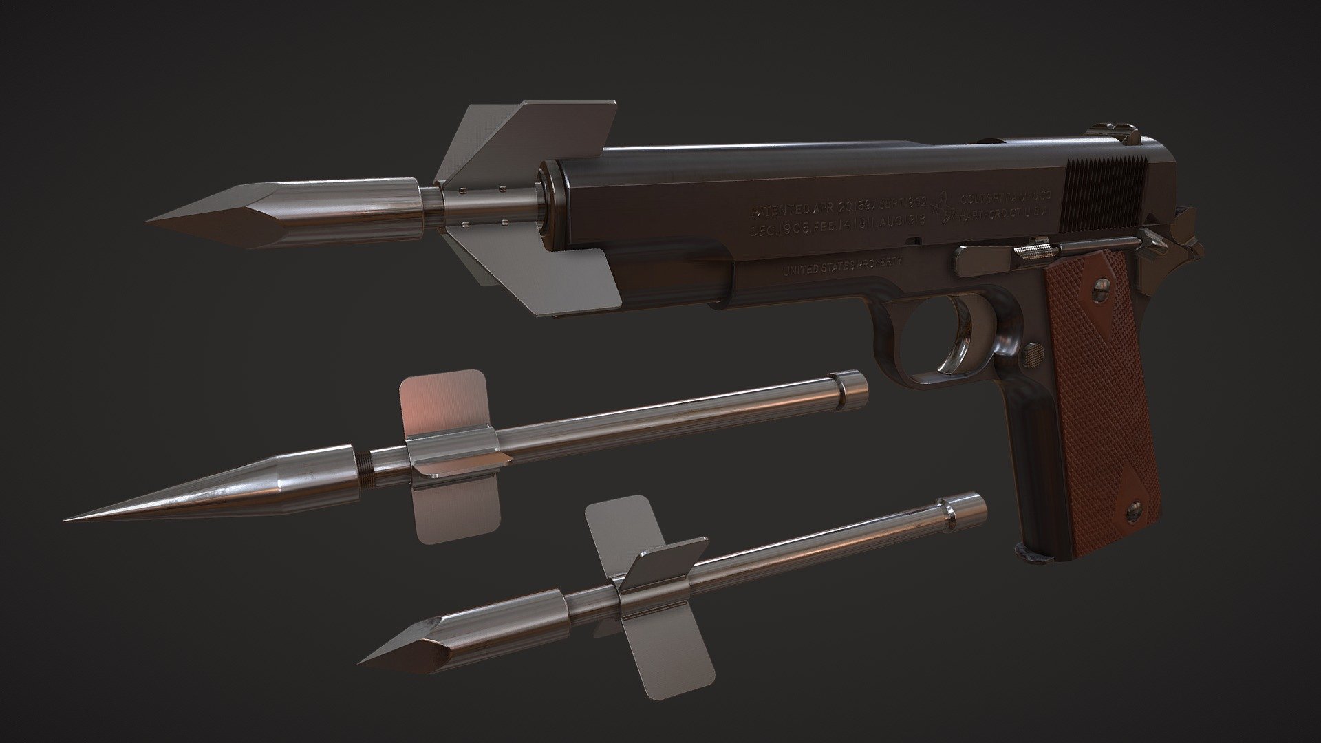 Oss Bigot 1911 Dart-firing Pistol - Buy Royalty Free 3D model by Jan ...