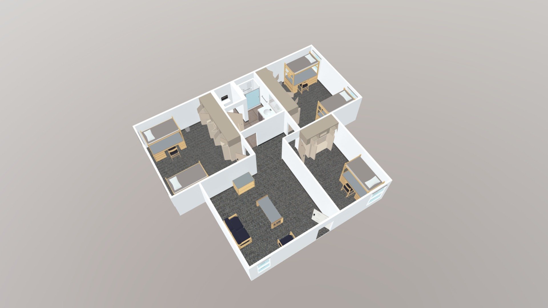 Suite Three Rooms Small Single - 3D model by marketing_fshousing ...