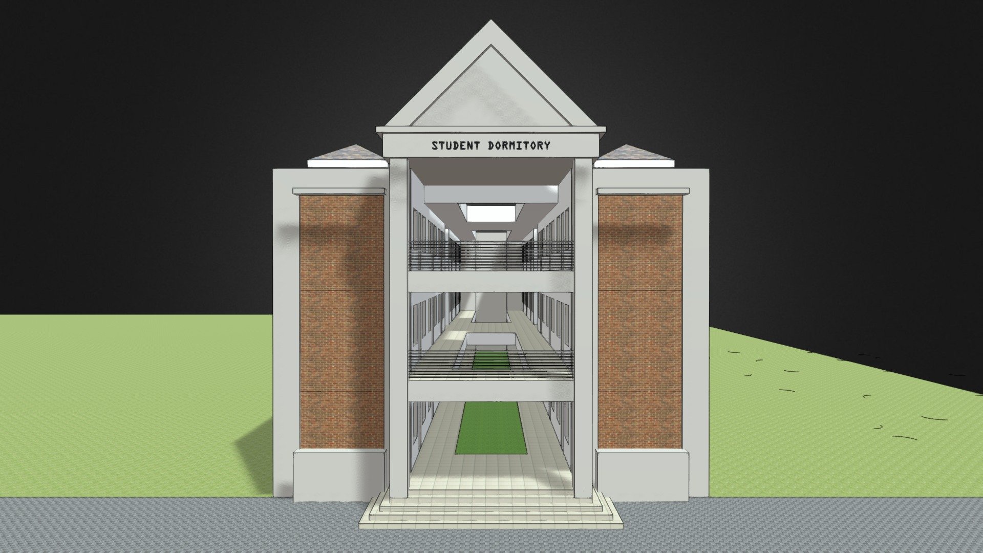 Student Green Dormitory in a Green Environment - Download Free 3D model ...