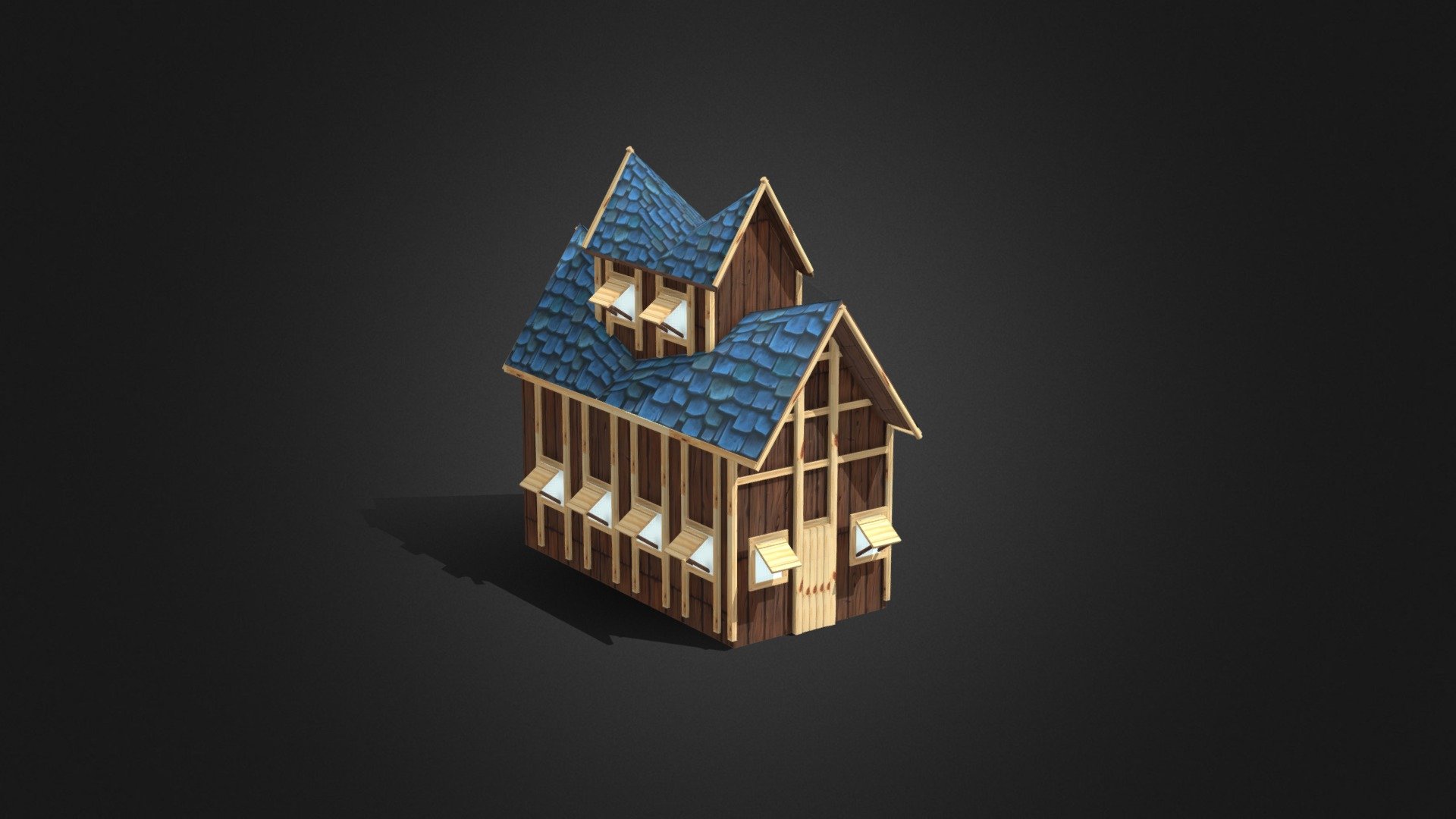 wooden stylized Medieval house - Download Free 3D model by sferix ...
