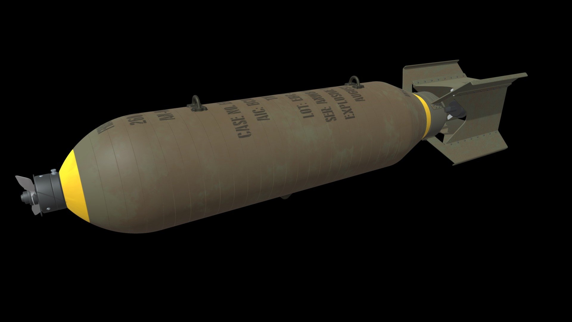 AN-M81 FRAG. BOMB WITH FIN ASSY AN-M103A1 - 3D model by Edgar Brito (@e ...