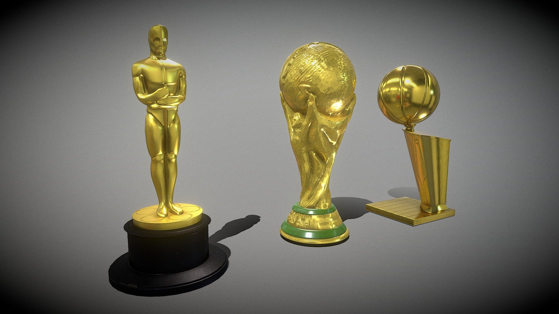 3 Golden Trophies - Buy Royalty Free 3D model by Zhang Shangbin (@zhangshangbin1314159) [a109539 ...