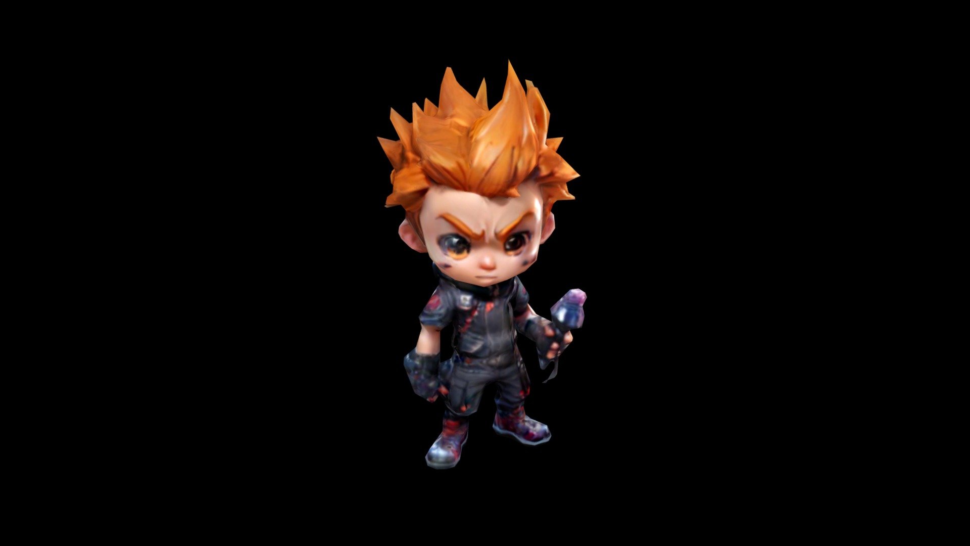 Anime-style young boy with spiky orange hair hol - Download Free 3D ...