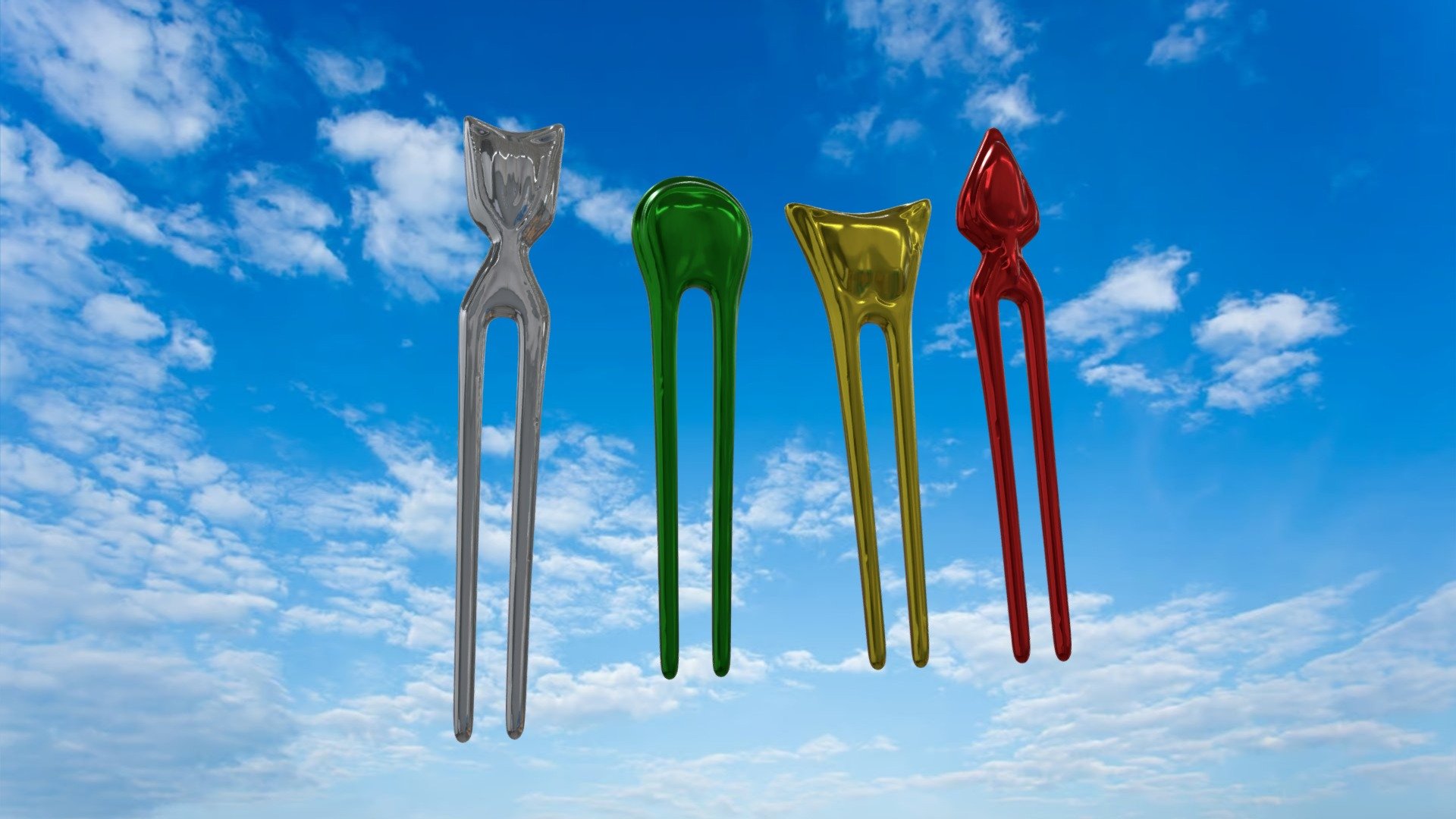 Set of 4 Elegant Hair Sticks STL Files - Download Free 3D model by ...