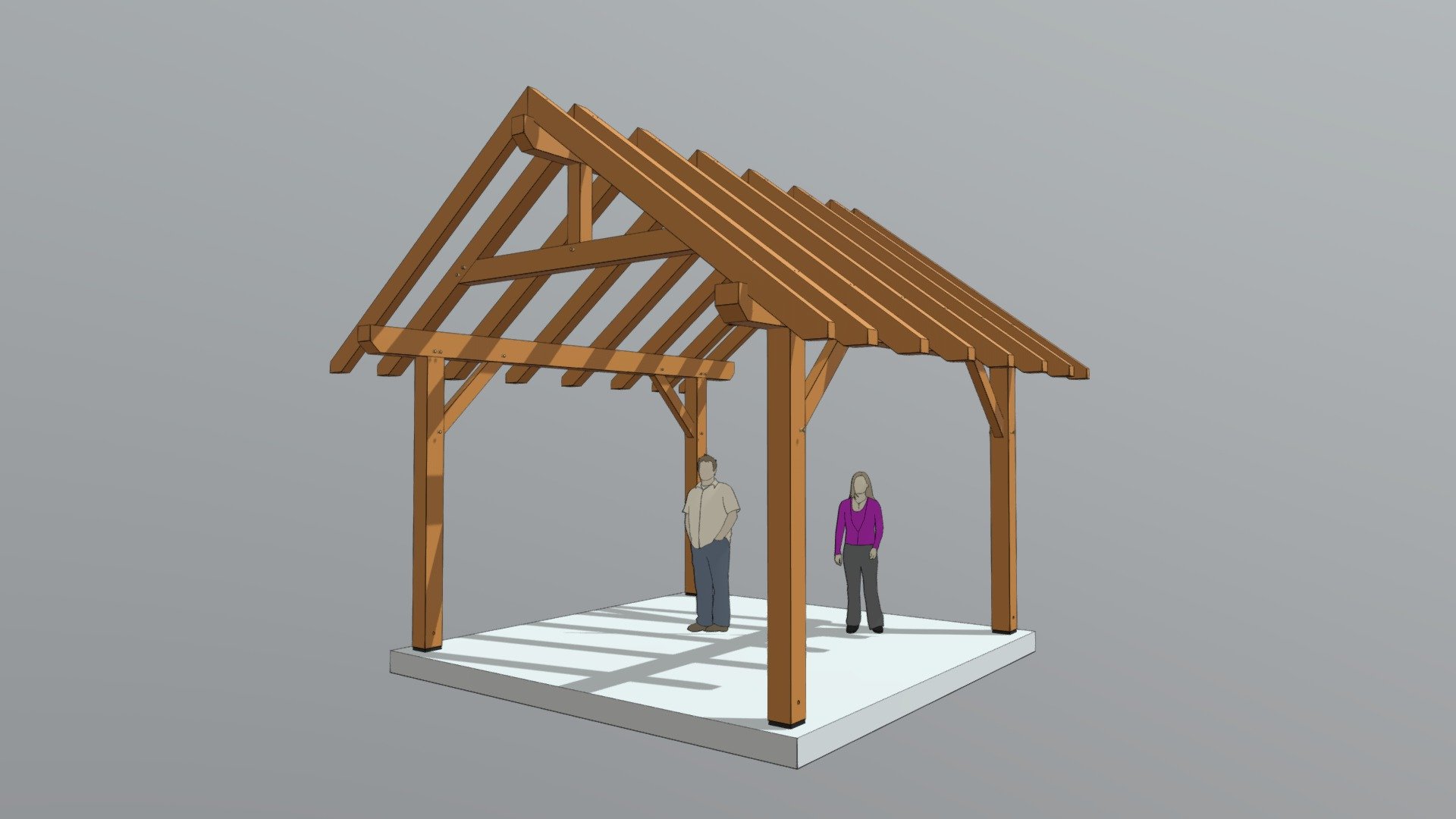 14x14 Timber Frame Pavilion (02105) - 3D model by Timber Frame HQ ...