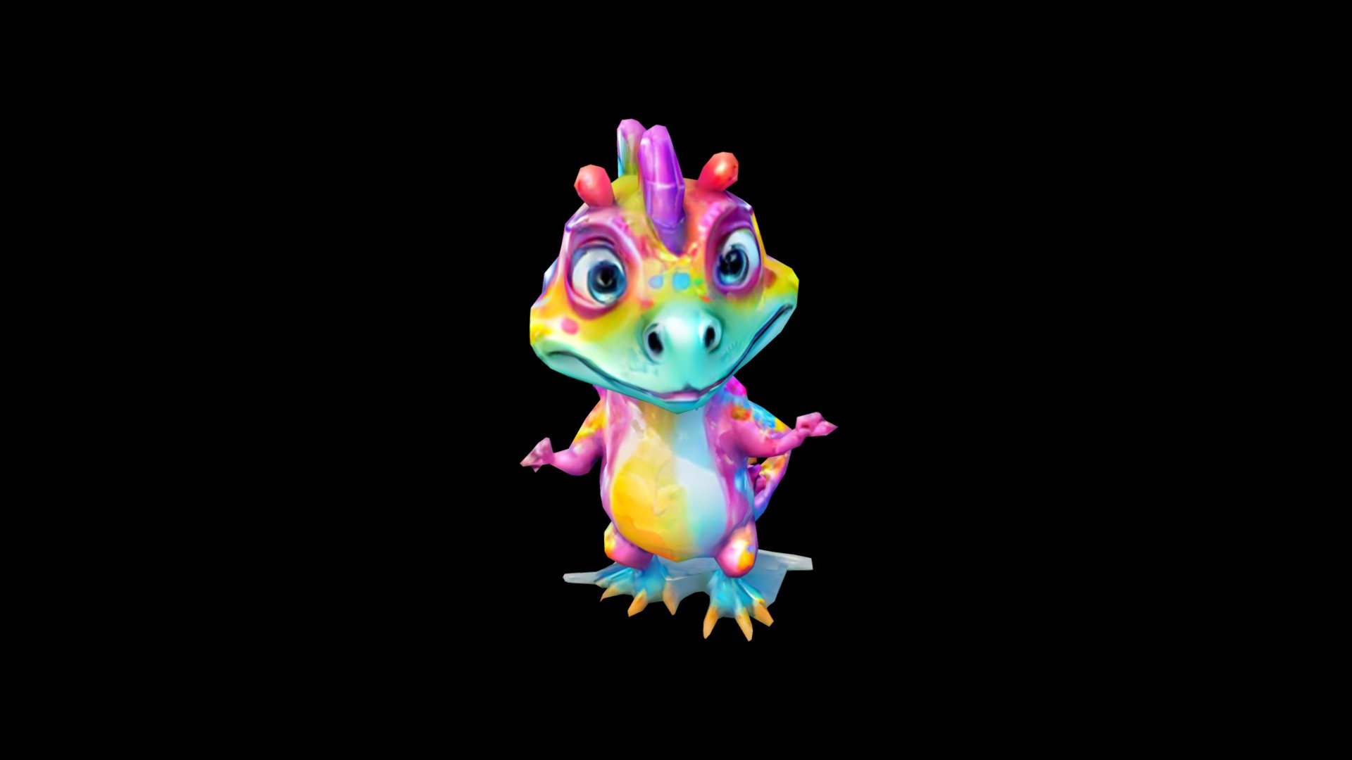 A cartoon lizard with pink arms raises and a col - Download Free 3D ...