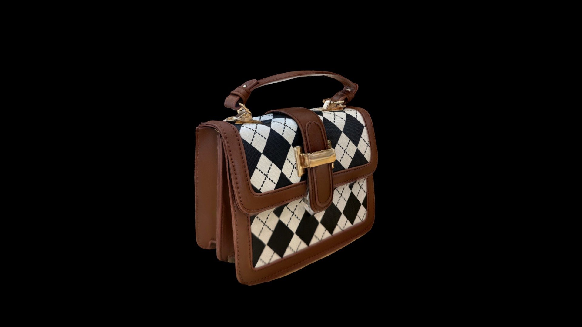 Brown Check Pattern Leather Bag - Buy Royalty Free 3D model by ...