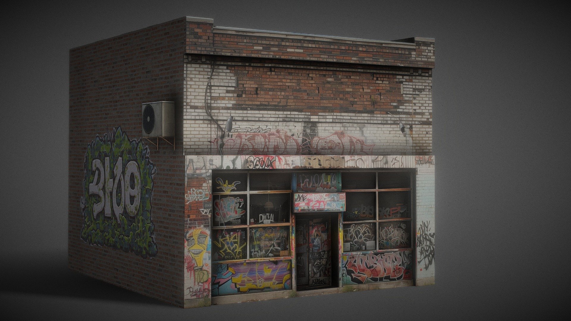 Ghetto Hood Graffiti Detroit Building #1 - Download Free 3D model by ...
