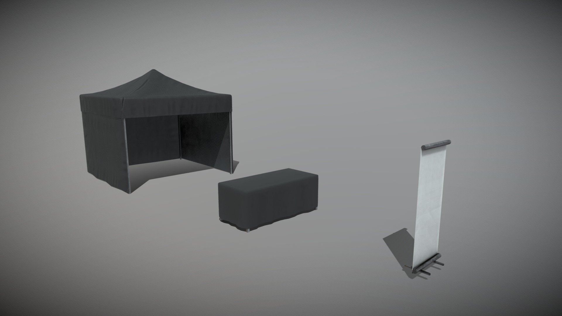 Canopy Tent with Rollup Stand and Table - Black - Buy Royalty Free 3D ...