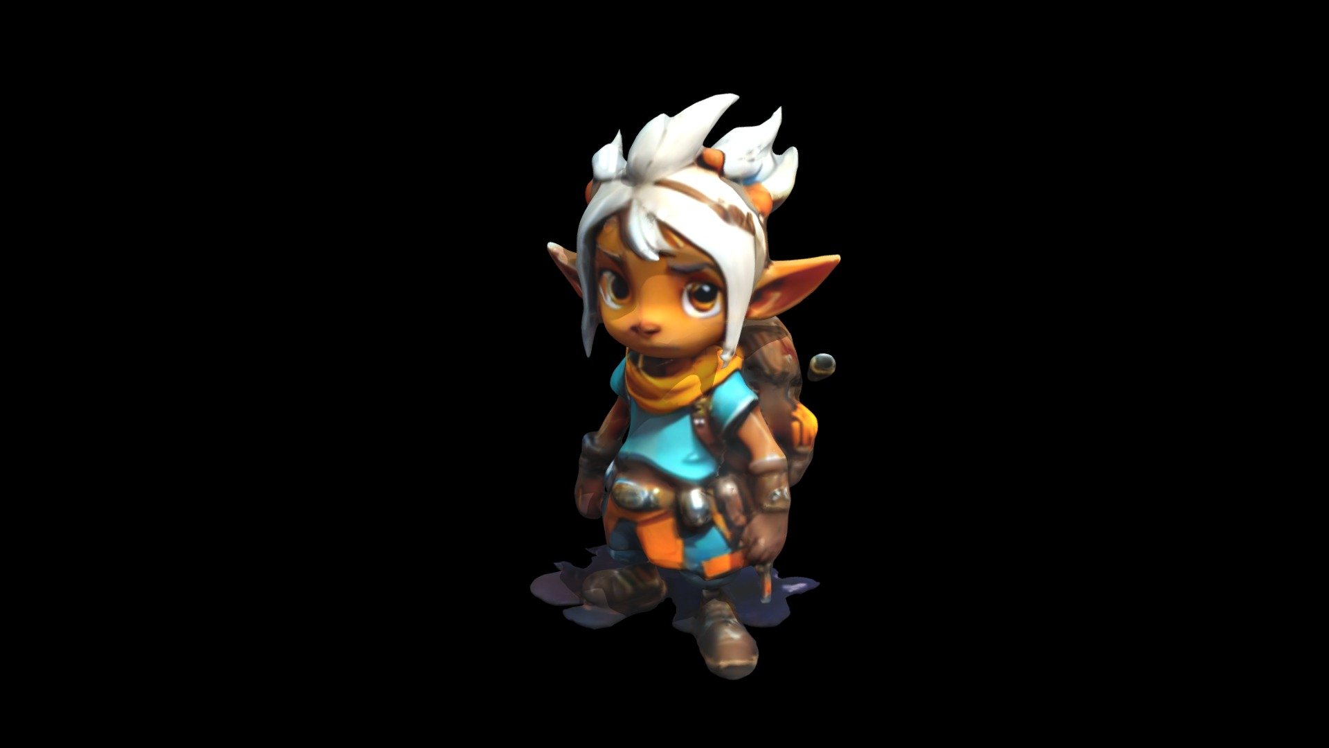 a cartoon character with white hair and a bac - Download Free 3D model ...