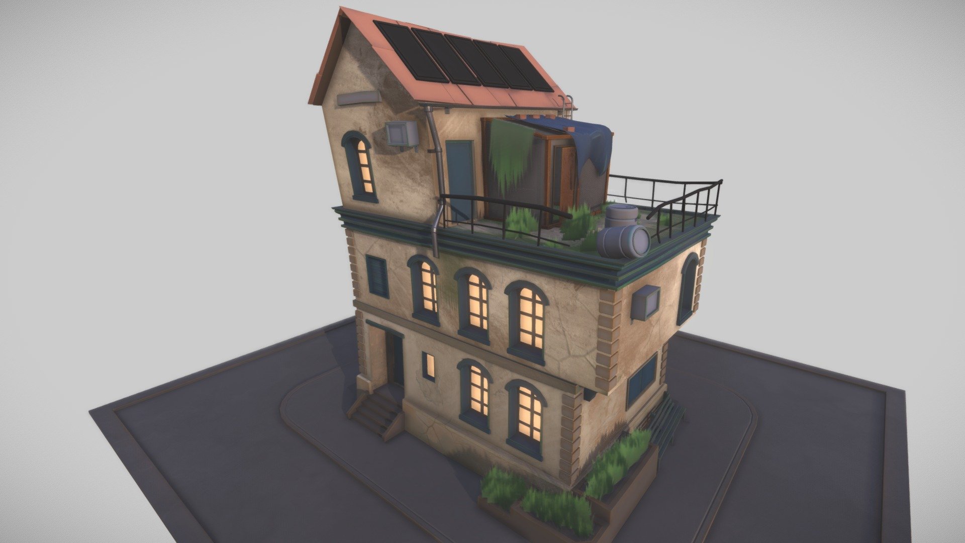 Solarpunk building - 3D model by blaice [a1659c4] - Sketchfab