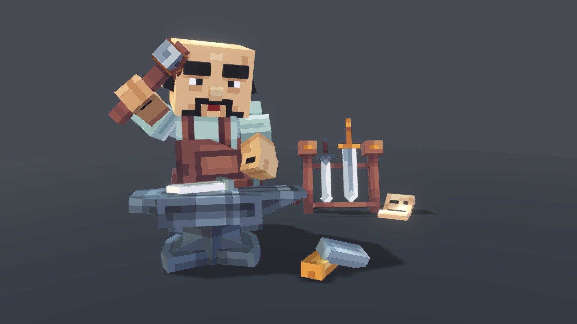 Blacksmith and his anvil - 3D model by Queue (@blockbenchqueue) [a166214] - Sketchfab