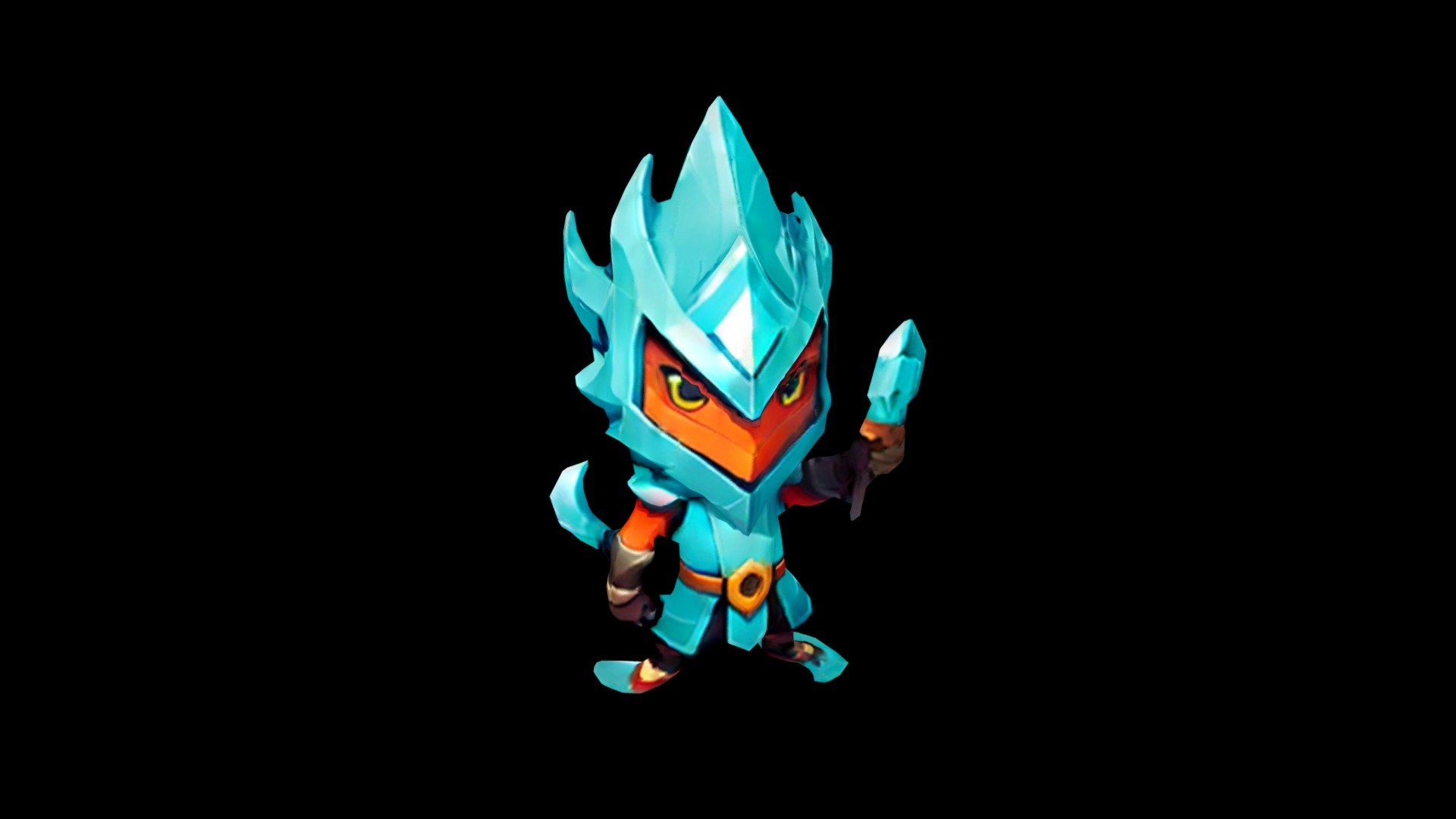 An icy blue hero with a cold expression, holding - Download Free 3D ...