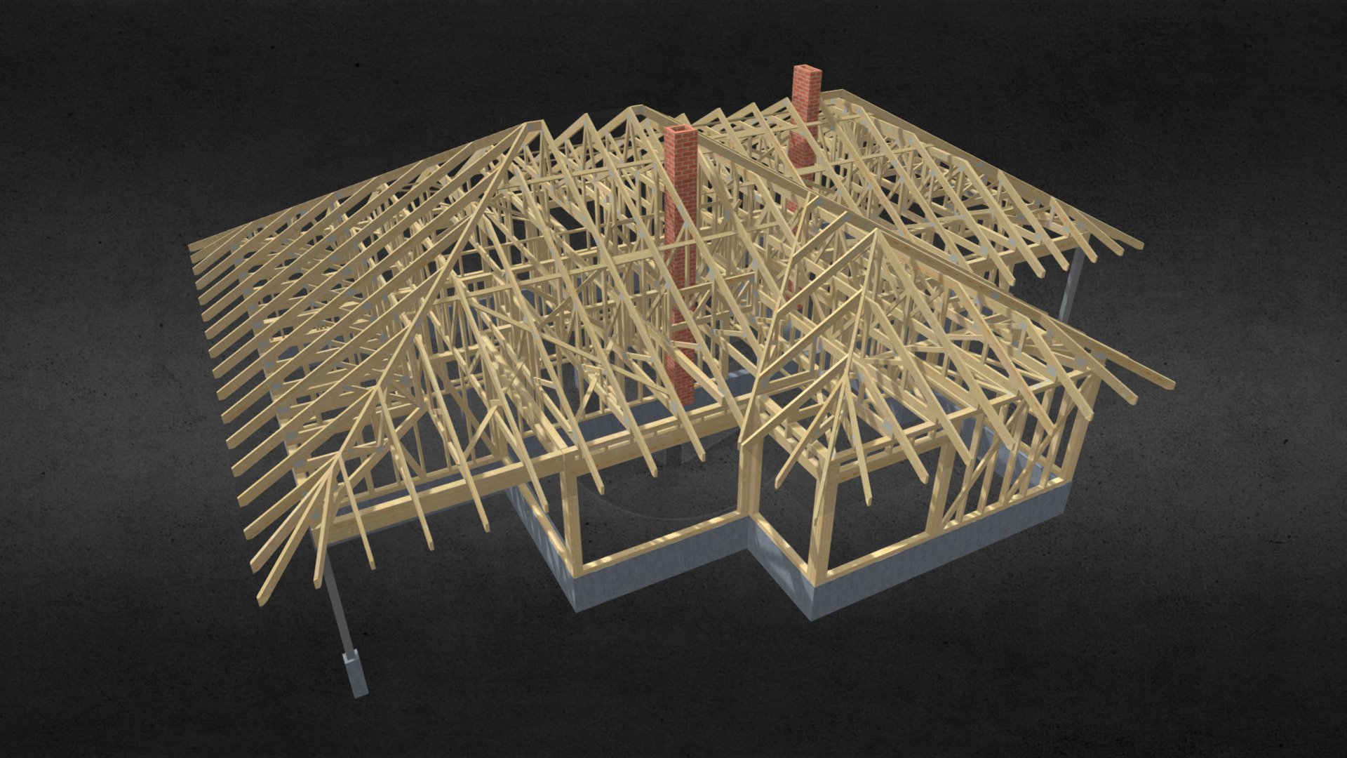 Wooden frame construction - house #6121 - Download Free 3D model by MK ...