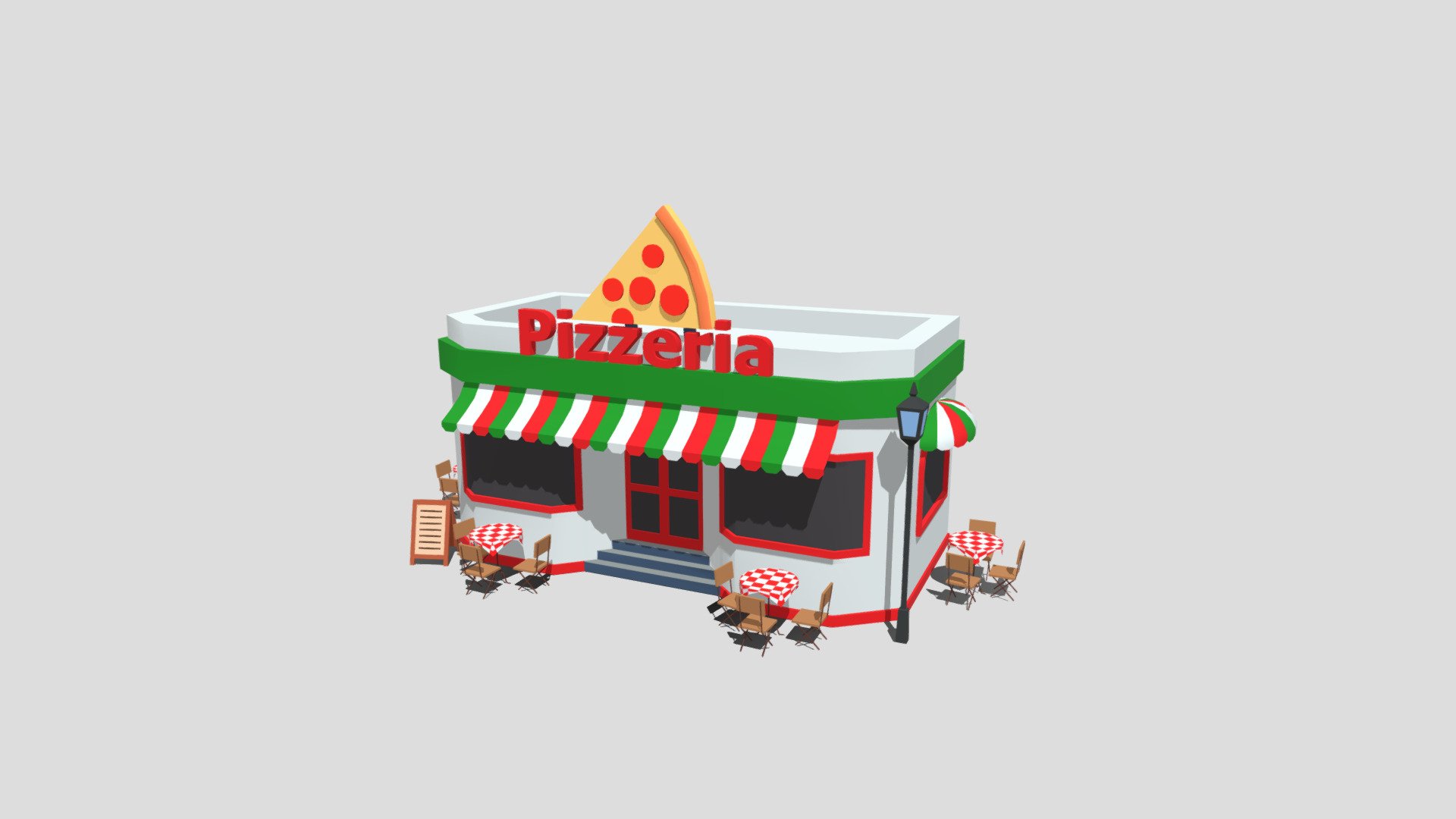 Low poly pizza restaurant - Download Free 3D model by assetfactory ...