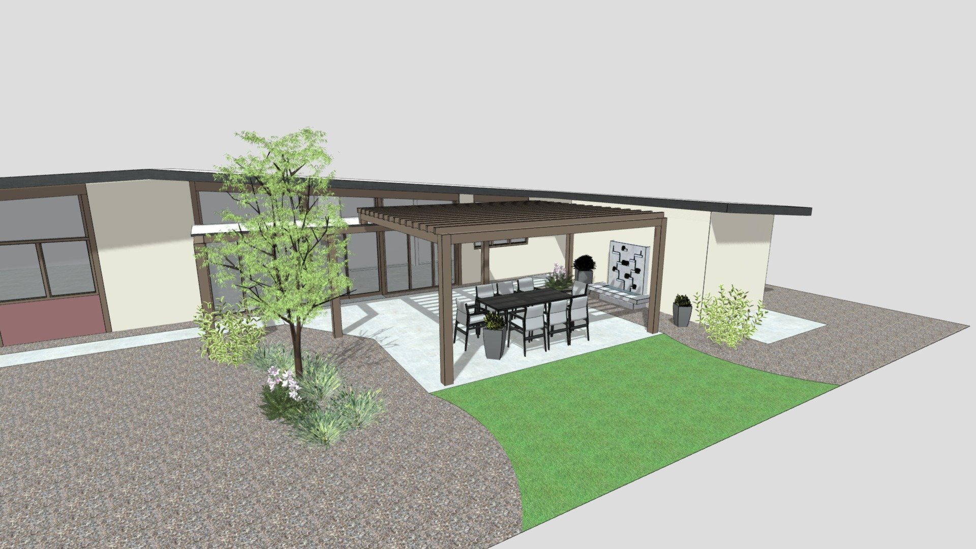Midcentury Modern patio - 3D model by Houses (@epicdb) [a17fd99 ...