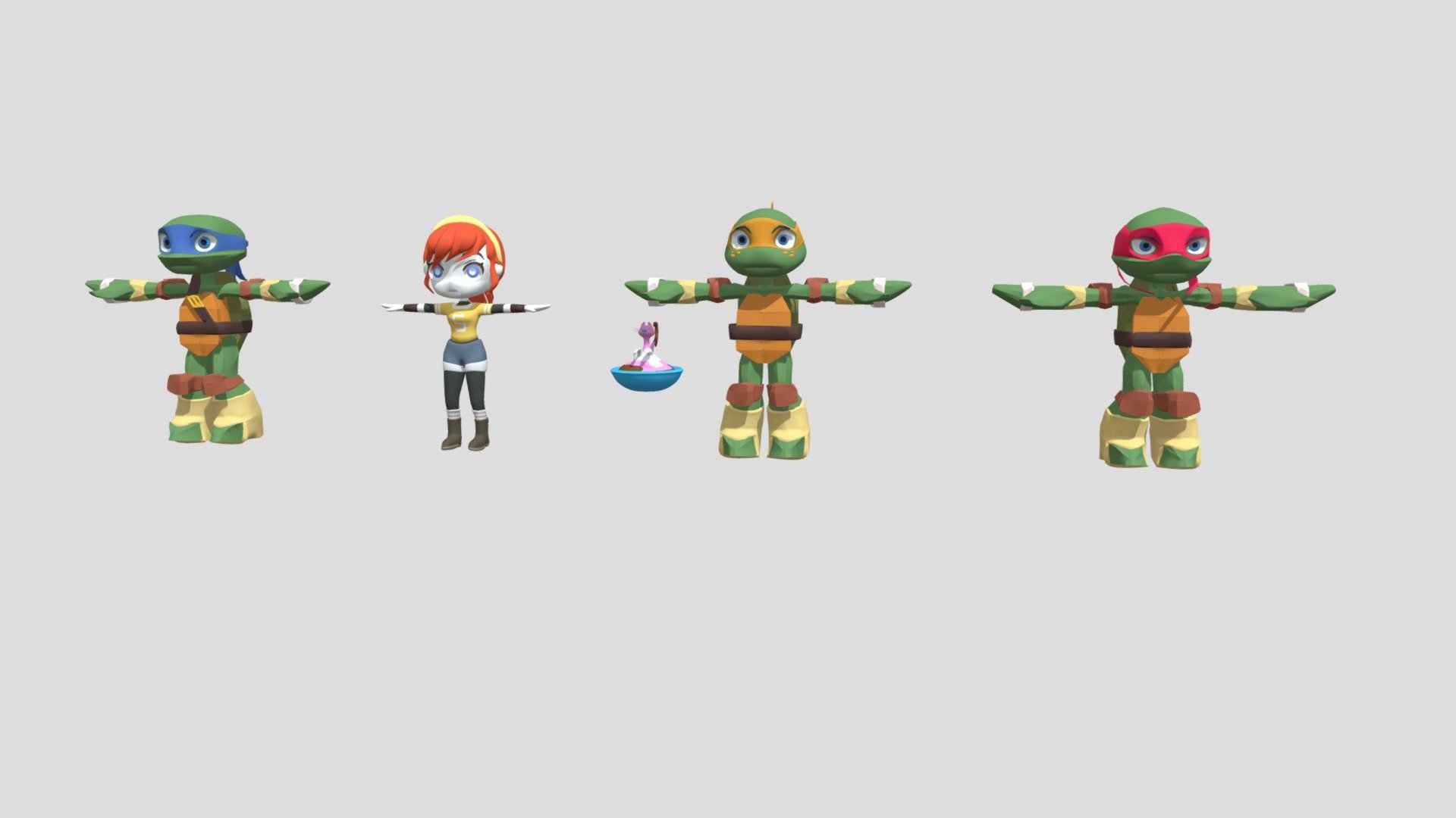 TMNT_ Leonardo Raphael Michelangelo April Oneil - Download Free 3D ...