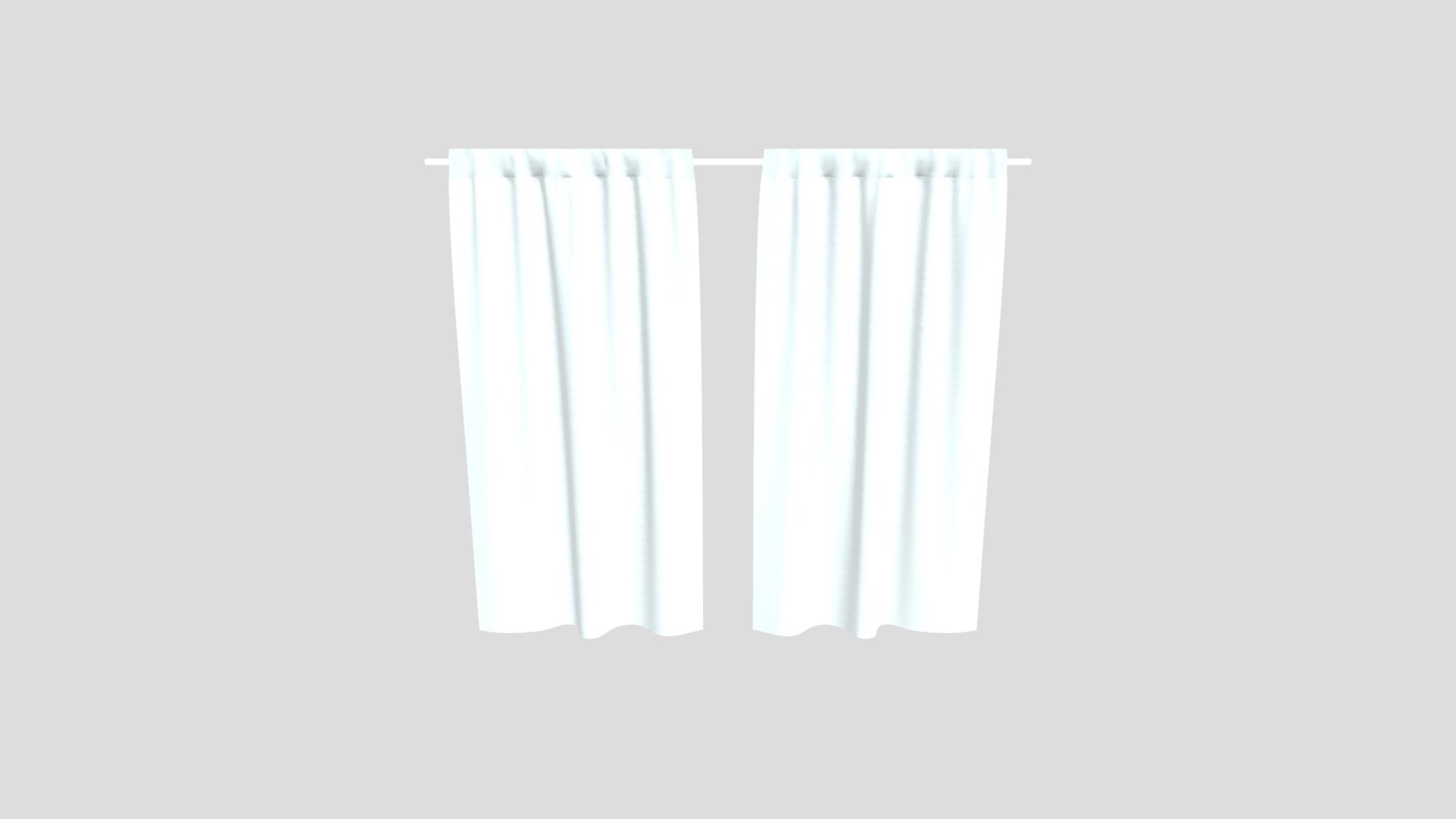 Multi-band Length in Linen White Curtains - Buy Royalty Free 3D model ...