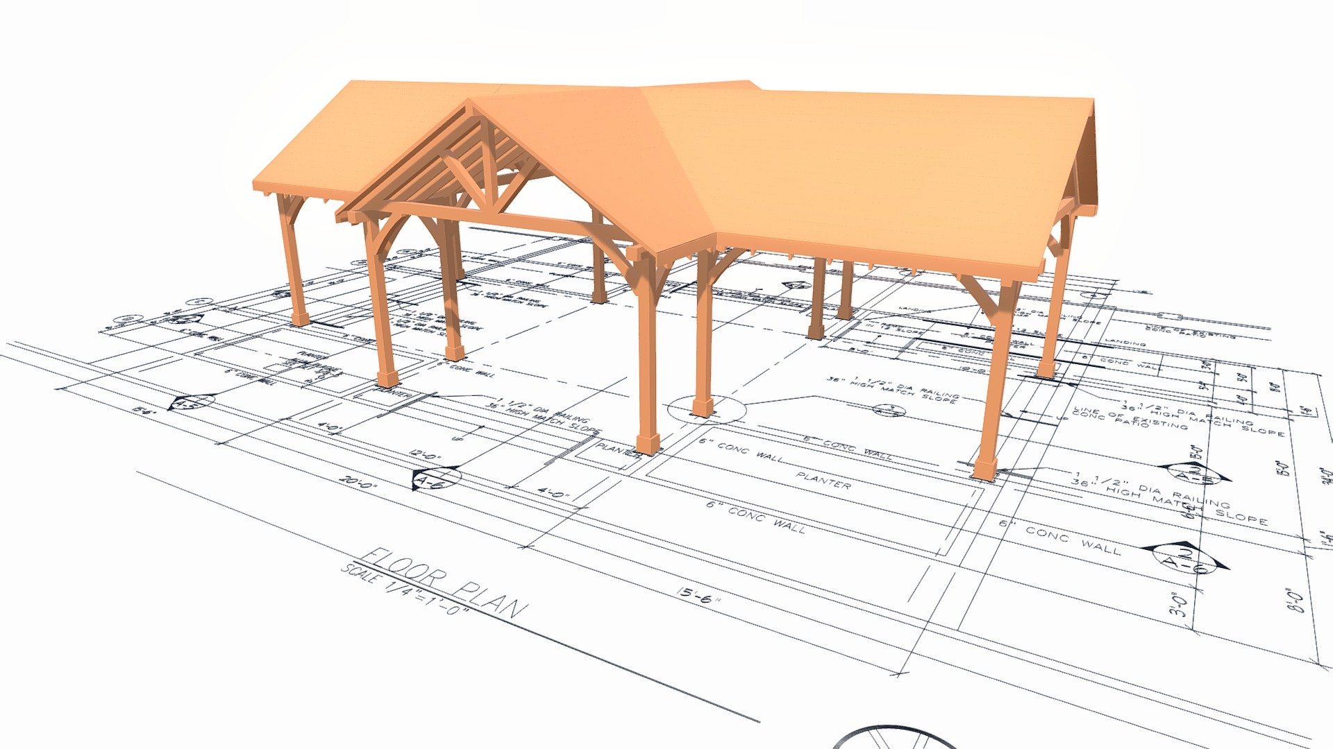 Custom 4 Gable pavilion - 3D model by Conceptual Engineering - RB ...
