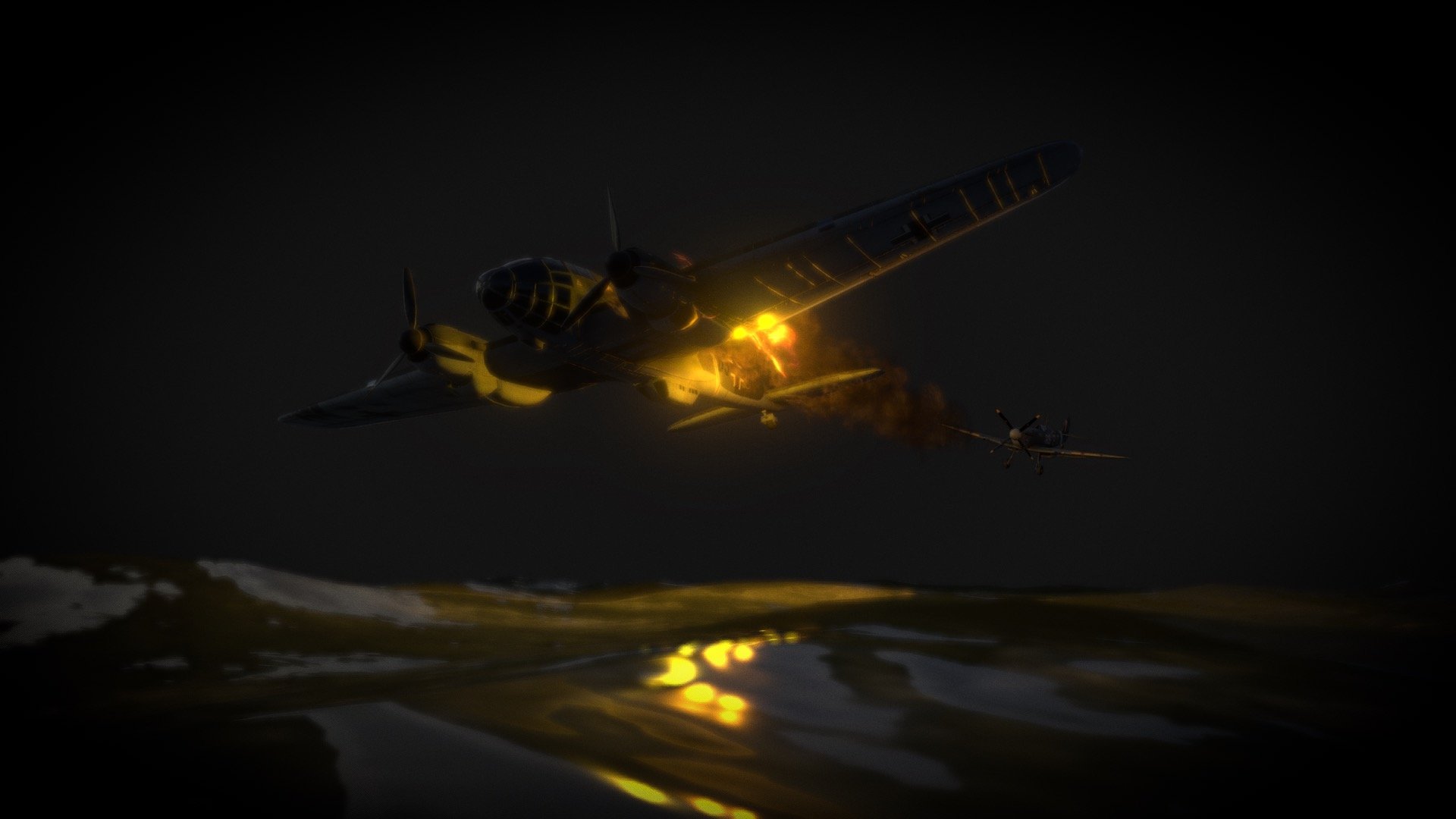 Spitfire fights in the night - 3D model by KangaroOz 3D (@KangaroOz-3D ...
