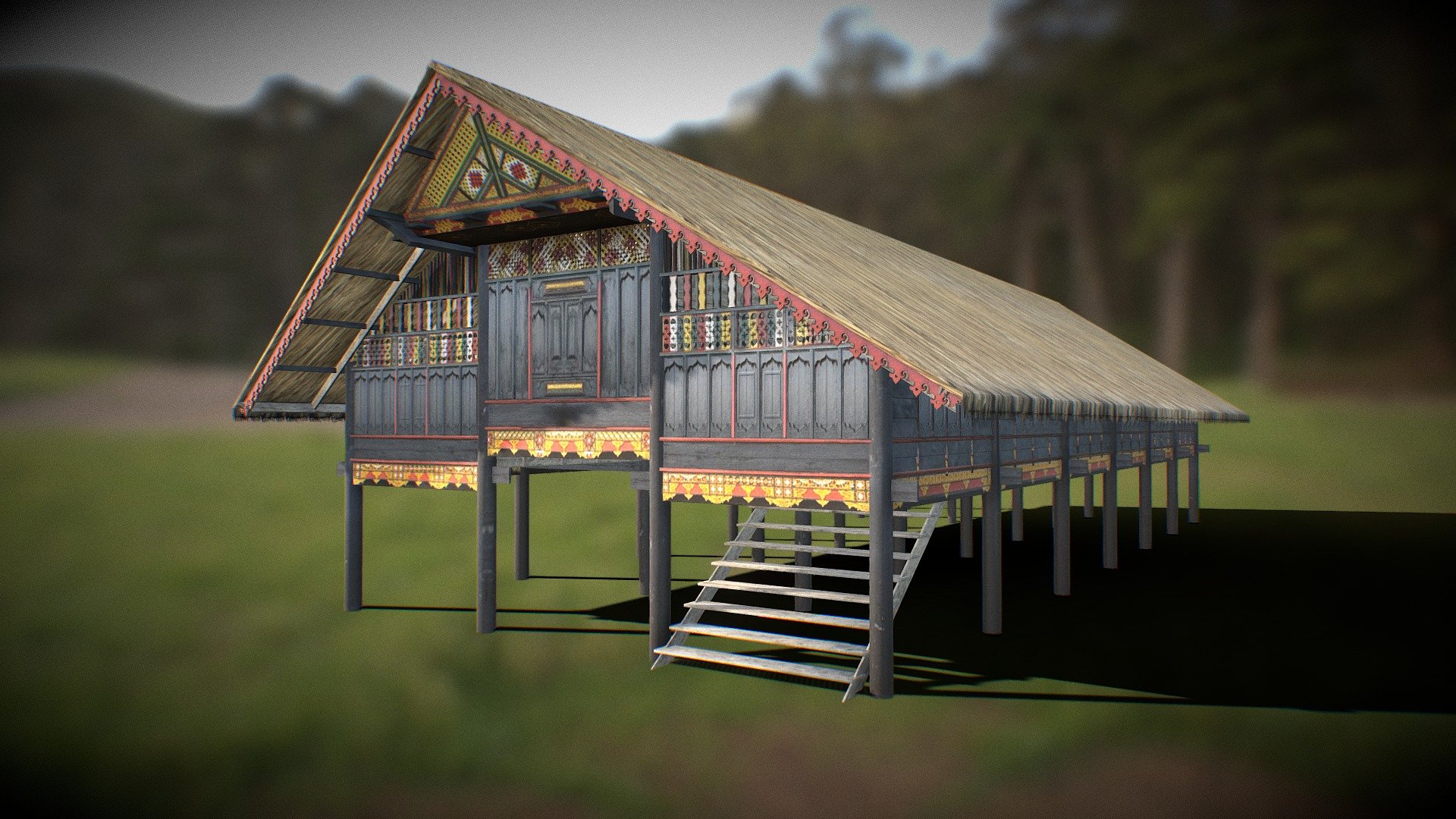 Aceh Traditional House, Rumoh Aceh or Krongbade - Buy Royalty Free 3D ...