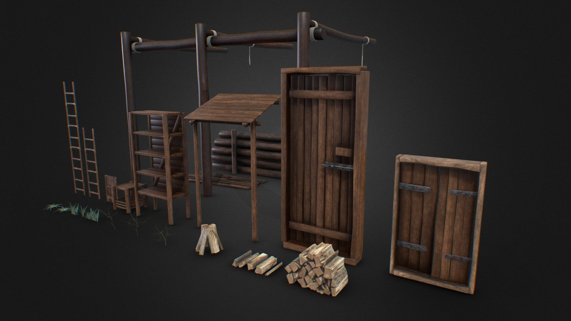 wooden elements for african rural 3d - Buy Royalty Free 3D model by 3D ...