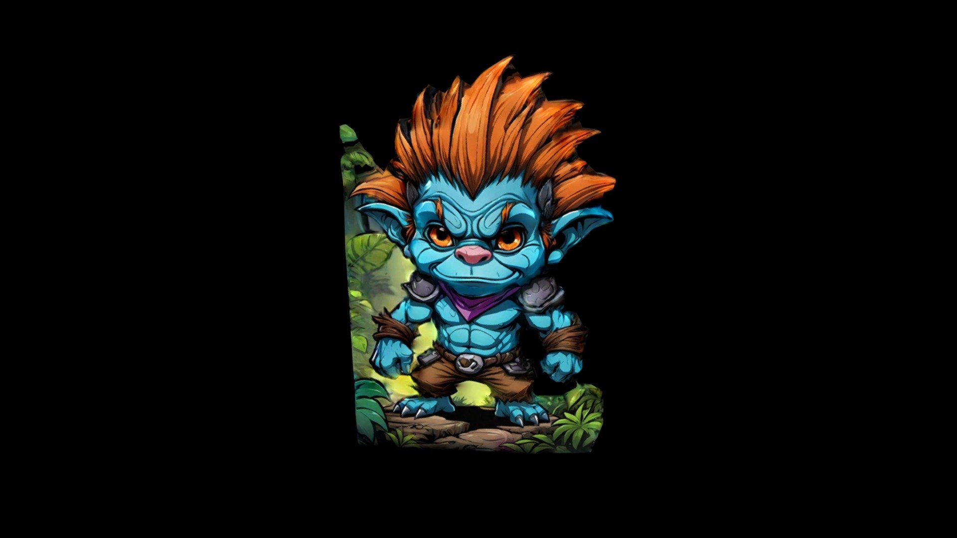 An illustration of a blue troll with orange hair - Download Free 3D ...