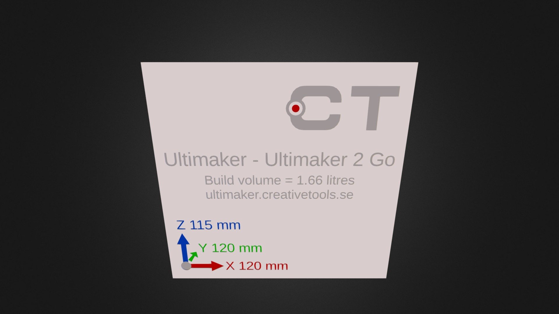 Ultimaker Ultimaker 2 Go 3D-print Build Volume - Download Free 3D model ...