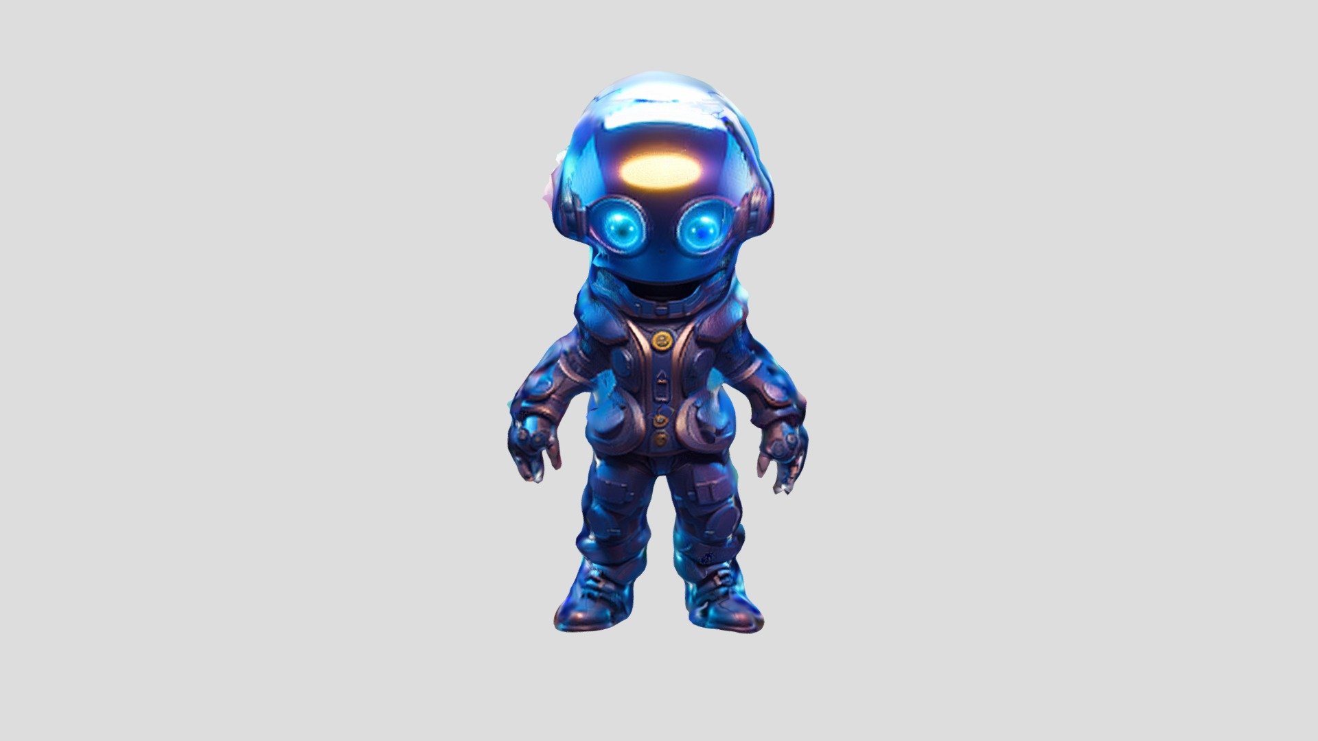 Blue robot with big eyes on black background - Download Free 3D model ...