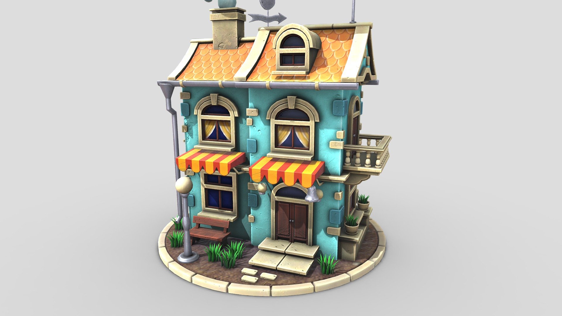 Stylised House with clouds - Buy Royalty Free 3D model by Piotr Pisiak ...