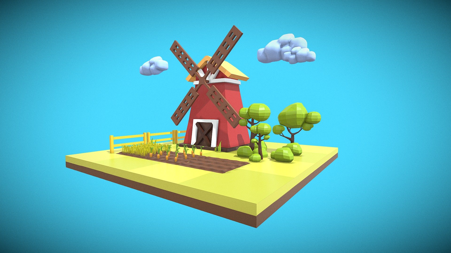 Low poly farm - 3D model by Hymmy [a210e69] - Sketchfab