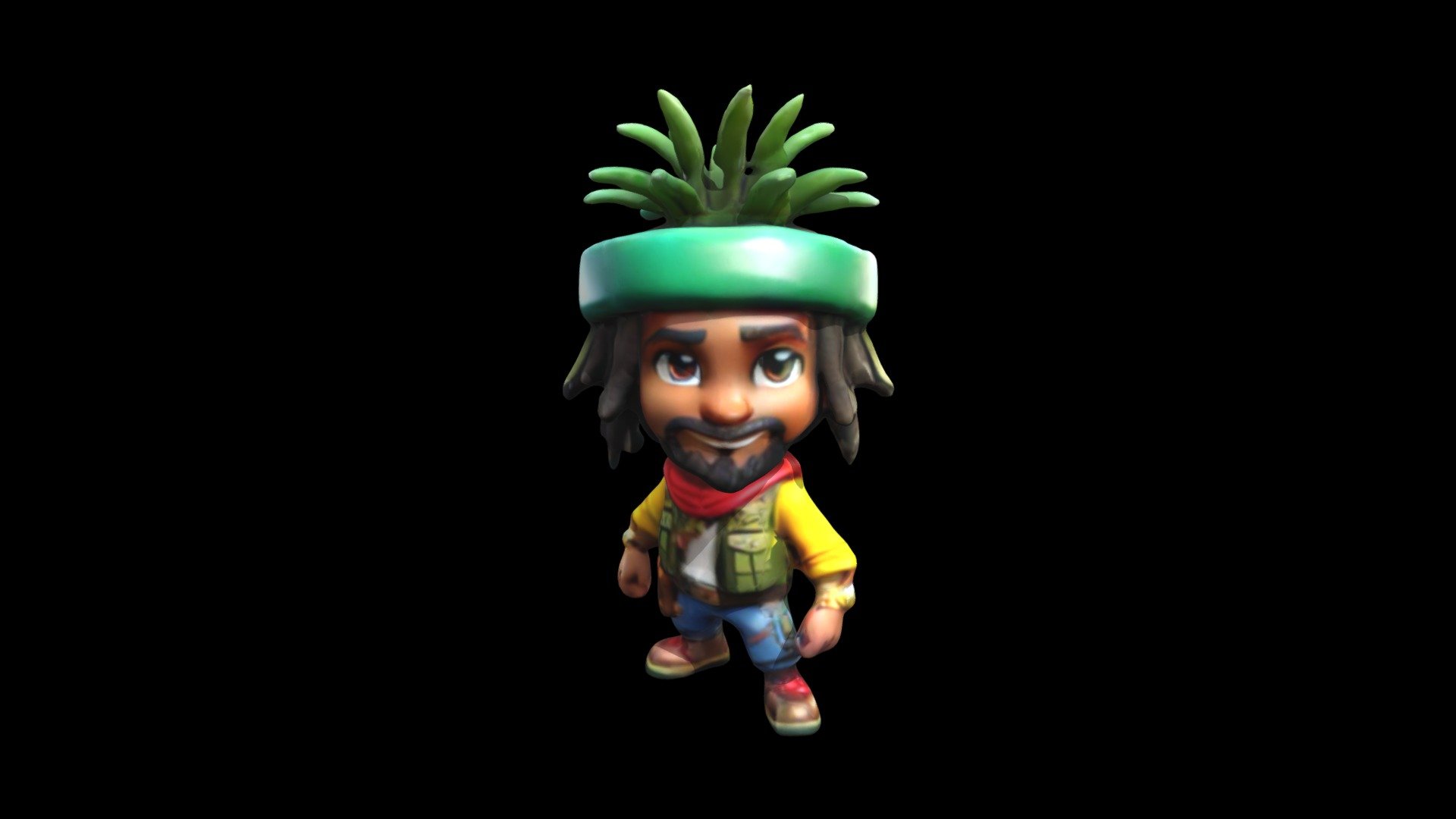 An animated cartoon figure of a man with bushy h - Download Free 3D ...