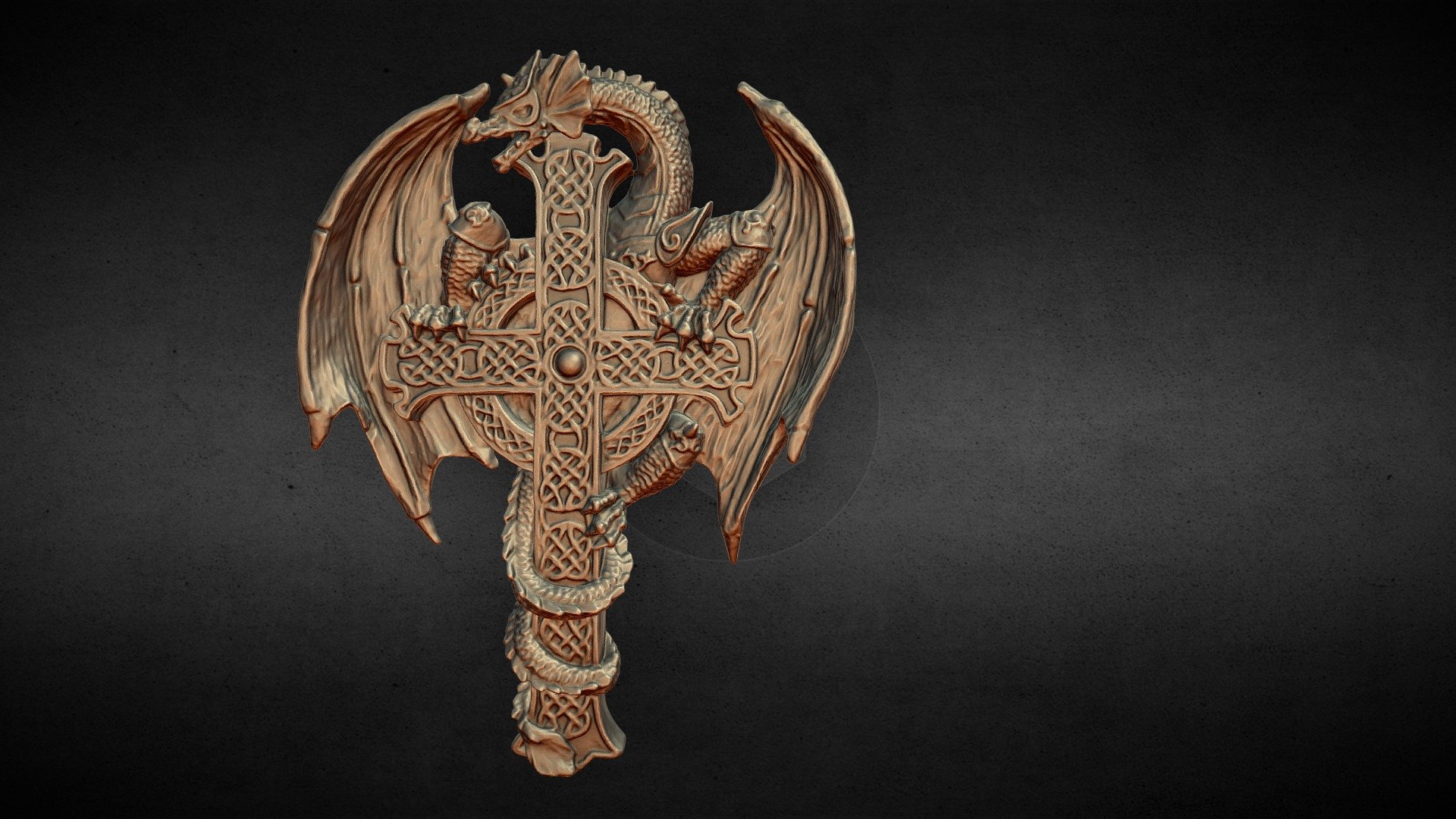 Dragon Celtic Cross V2 Original Size - Buy Royalty Free 3D model by ...