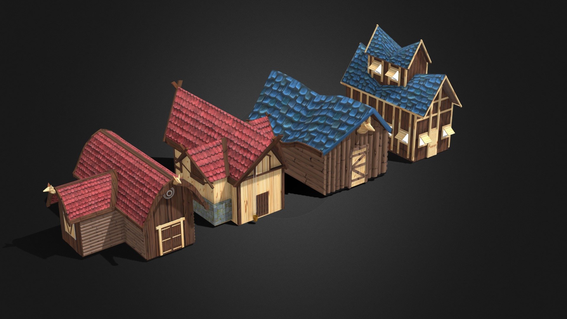 full pack stylized Medieval houses - Download Free 3D model by sferix ...
