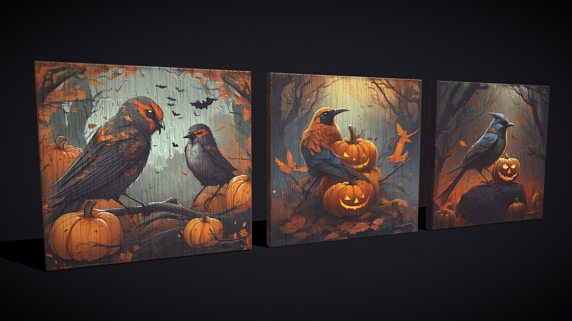 Halloween Bird Paintings Pack One - Buy Royalty Free 3D model by ...